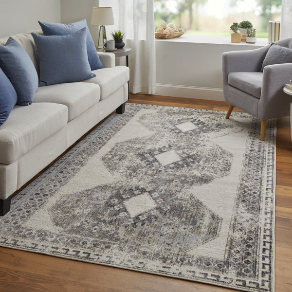 17 Stories Rohon Performance Ivory/Taupe/Gray Rug | Wayfair