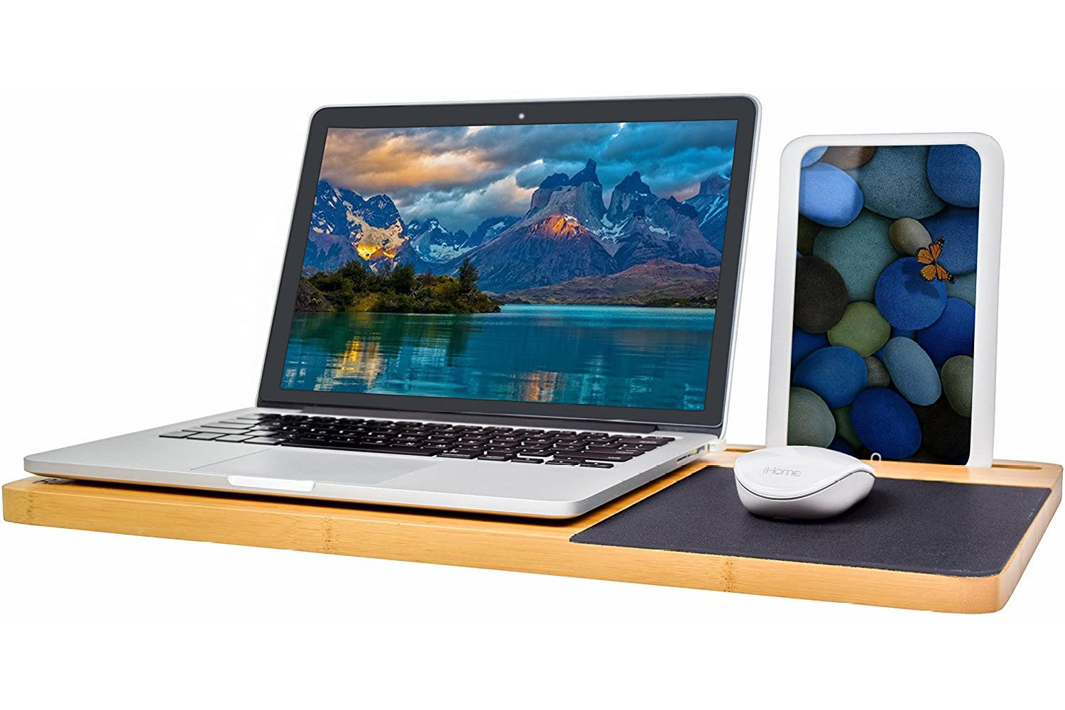 Inbox Zero Lap Desk| Double-Sided Enhanced Bamboo Lap Tray With Built ...