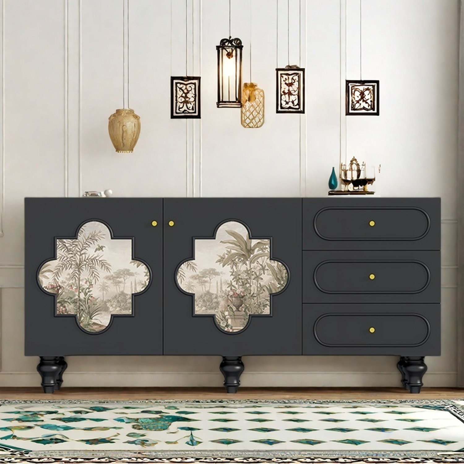 DURBIL Retro Sideboard with Dual Doors and Three Drawers | Wayfair