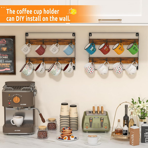 17 Stories Mug Racks For Wall, Coffee Mug Holder Wall Mount Up To Hold ...