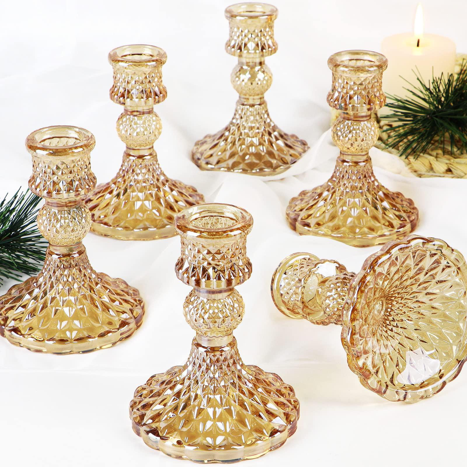 House of Hampton® Set of 6 Taper Candle Holders, Vintage Candlestick ...