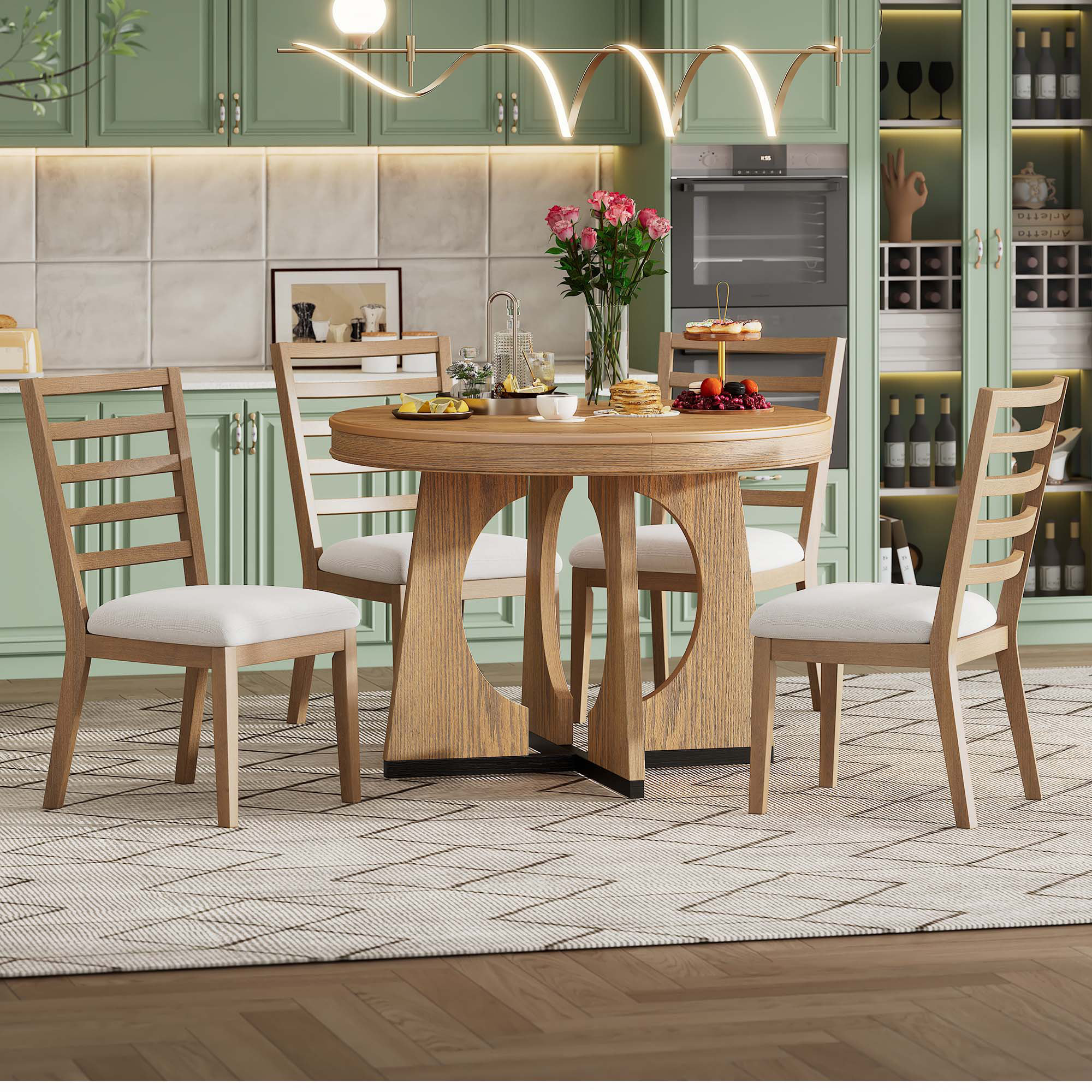 Lark Manor™ 5-Piece Retro Rustic Functional Extendable Dining Set | Wayfair