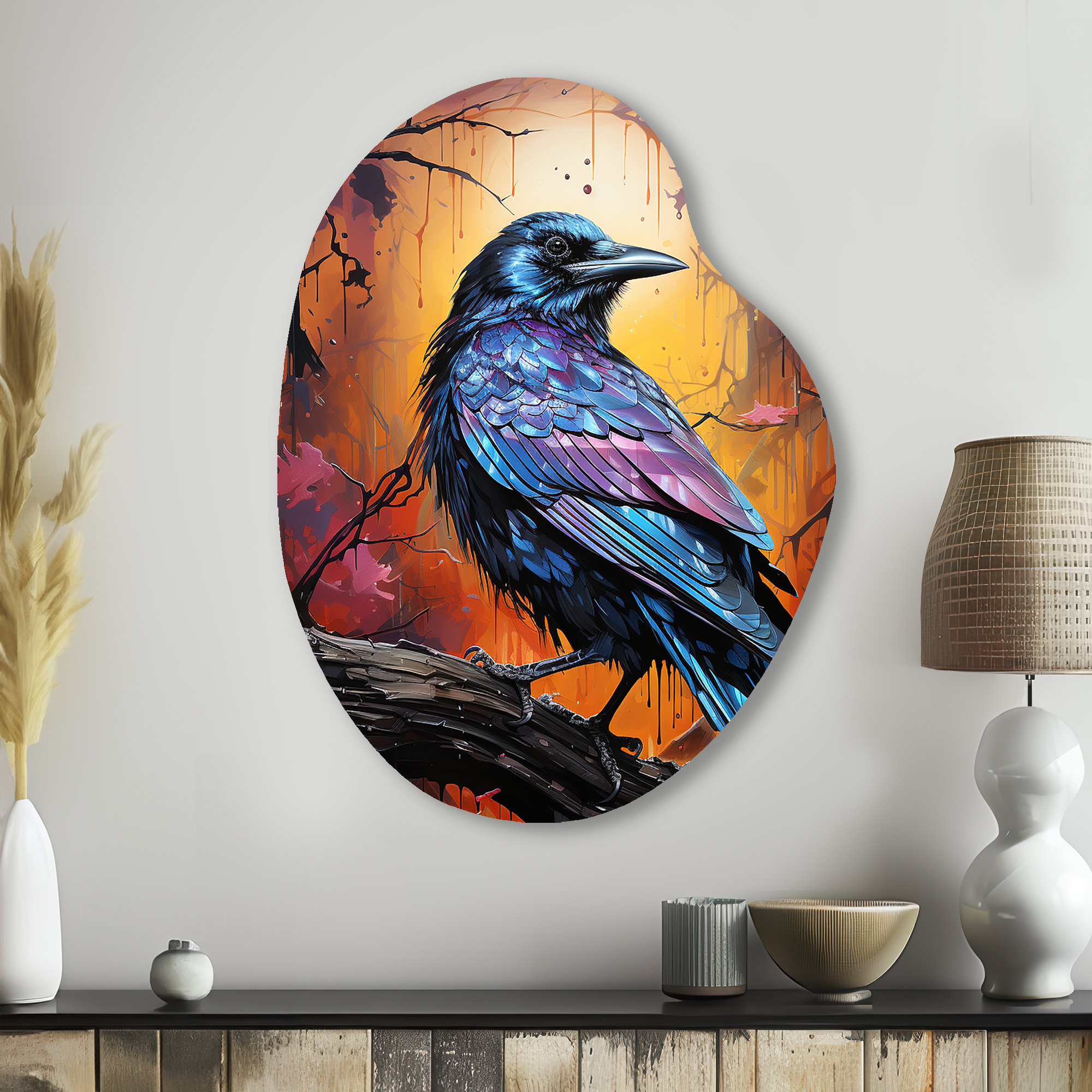 Brayden Studio Animal Obsidian Raven Drips I - Crow Pear Shape Metal ...