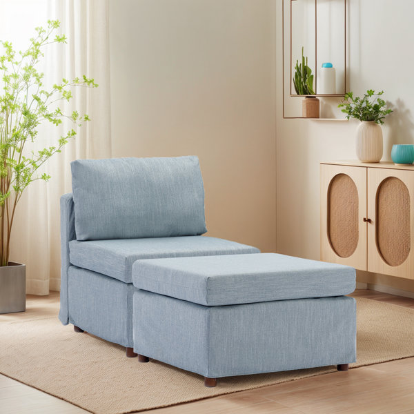 Shenzhou Upholstered Armless Accent Chair With Ottoman - Wayfair Canada