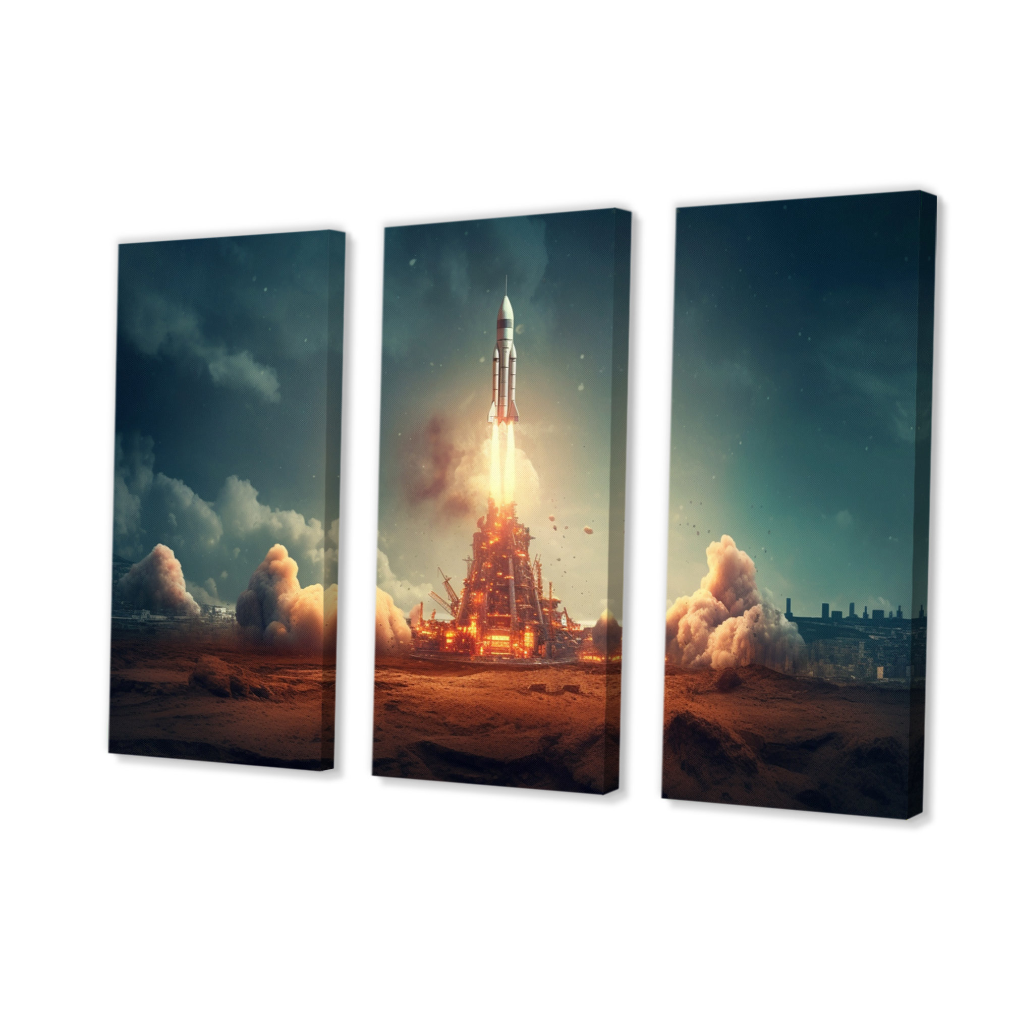 Ebern Designs Vintage Spaceship Rocket I 3 Pieces | Wayfair
