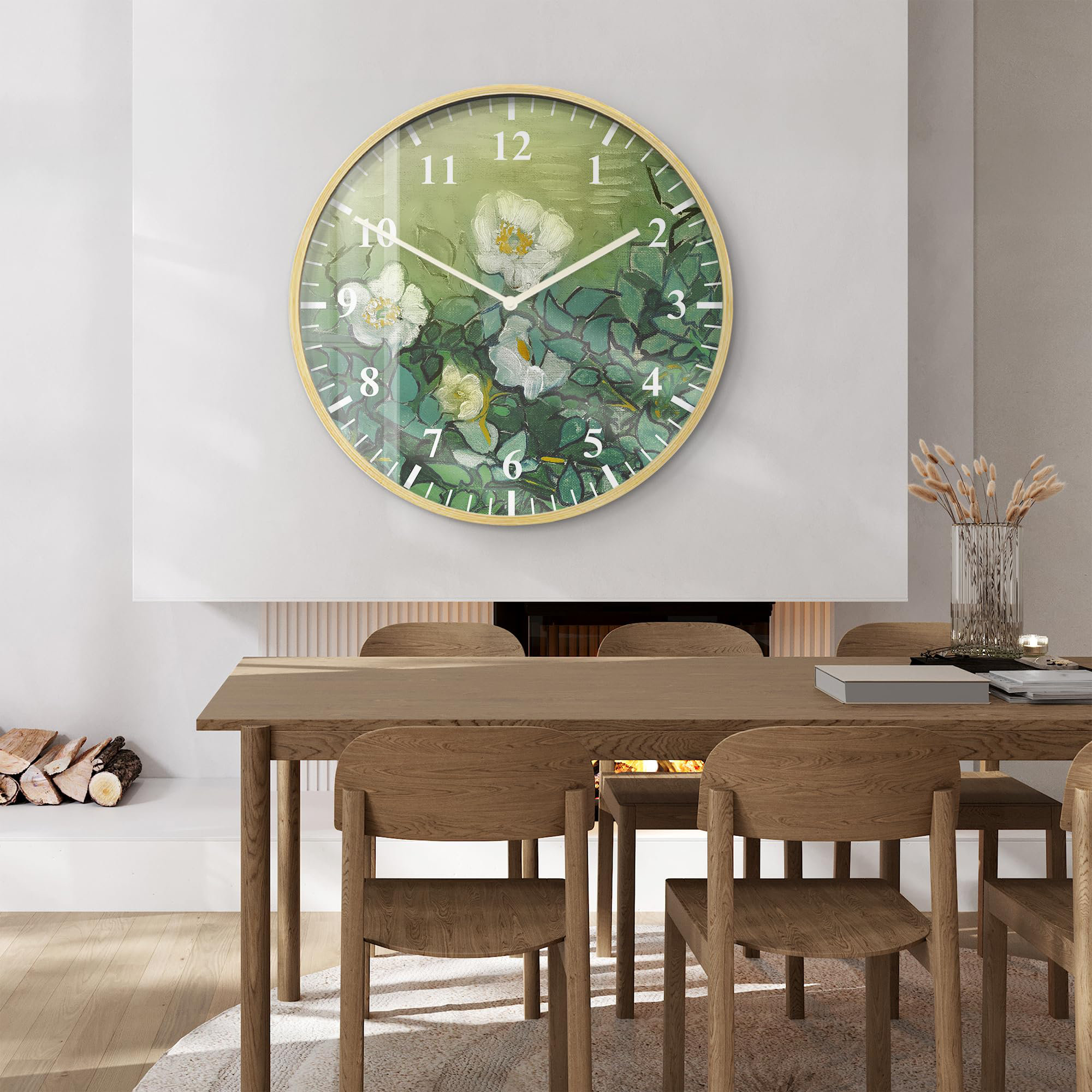 SIGNLEADER Ivan Gogh Inspired Floral Illustrations Modern Silent Wooden ...