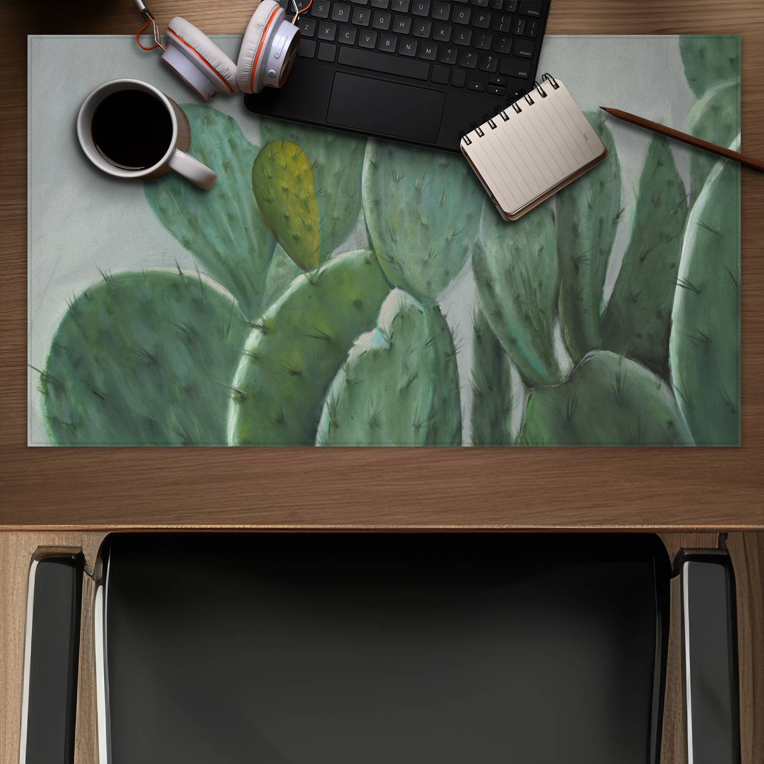 Begin Edition International Inc. Paddle cactus - 14.00"x24.25" Desk mat ...