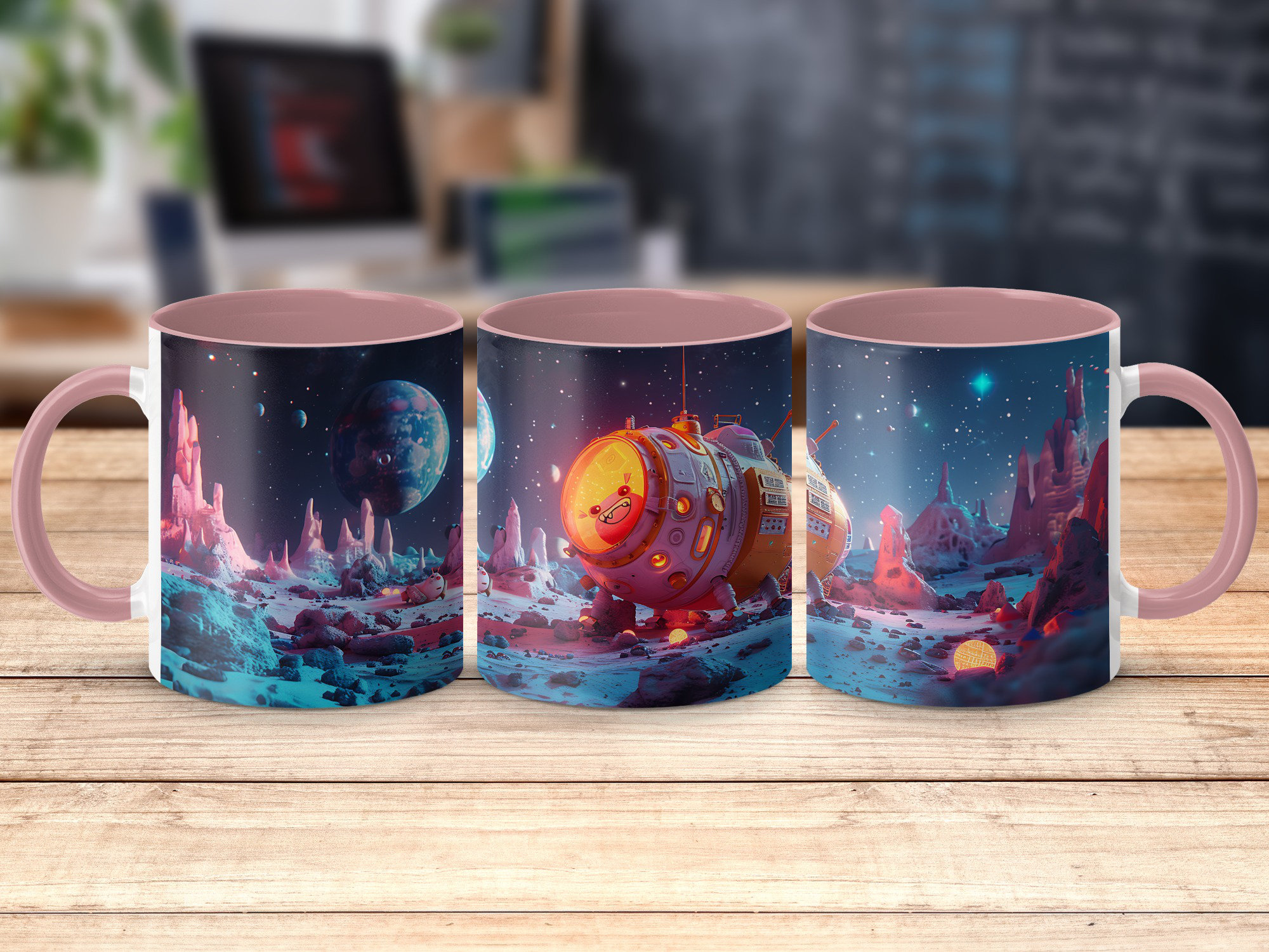 East Urban Home Set of 2 3D Design 11oz Accent Mugs – Ceramic Coffee ...