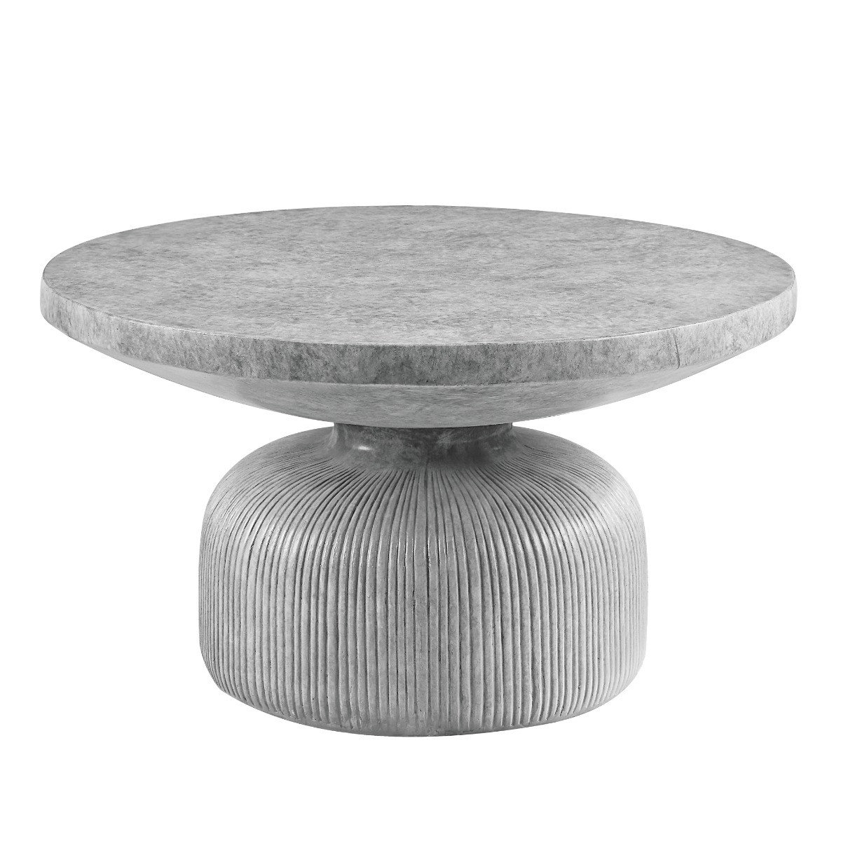 HomeRoots 30" Gray Cement Round Pedestal Coffee Table | Wayfair