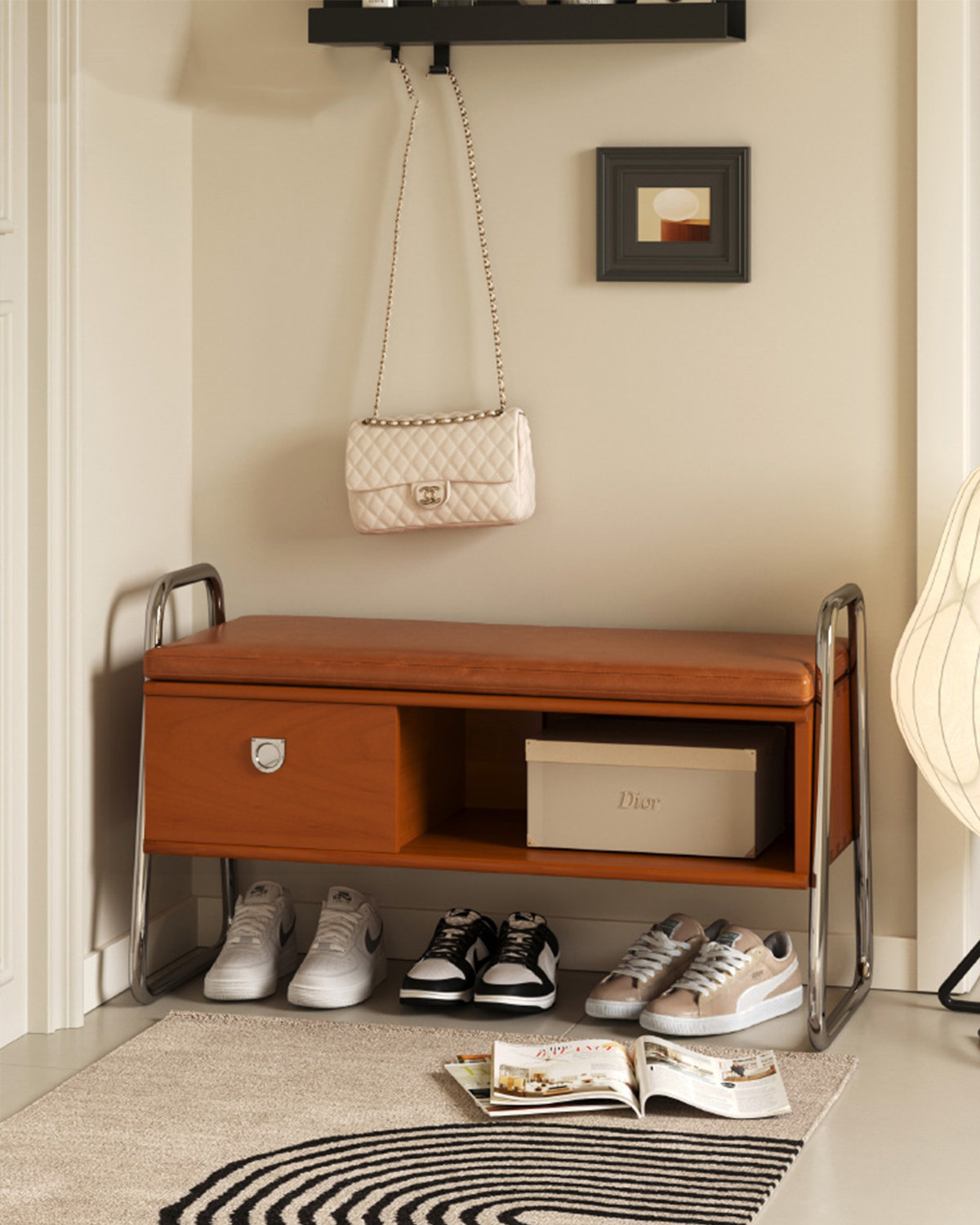 Corrigan Studio Mid - Century Modern Solid Wood Shoe Storage Bench with ...