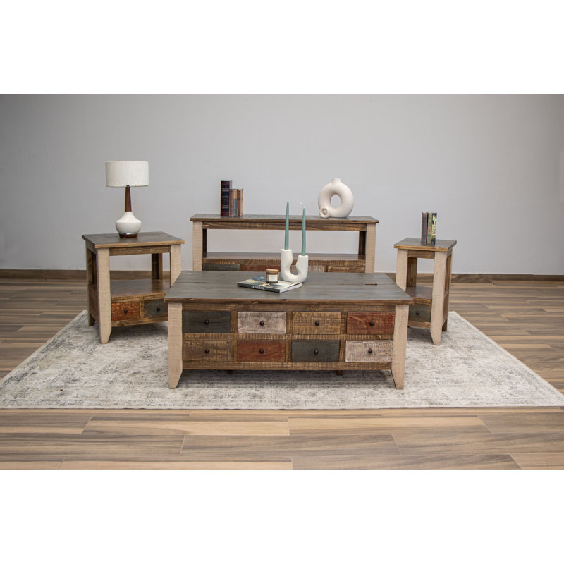 International Furniture Direct Antique Multicolor End Table With 2 ...