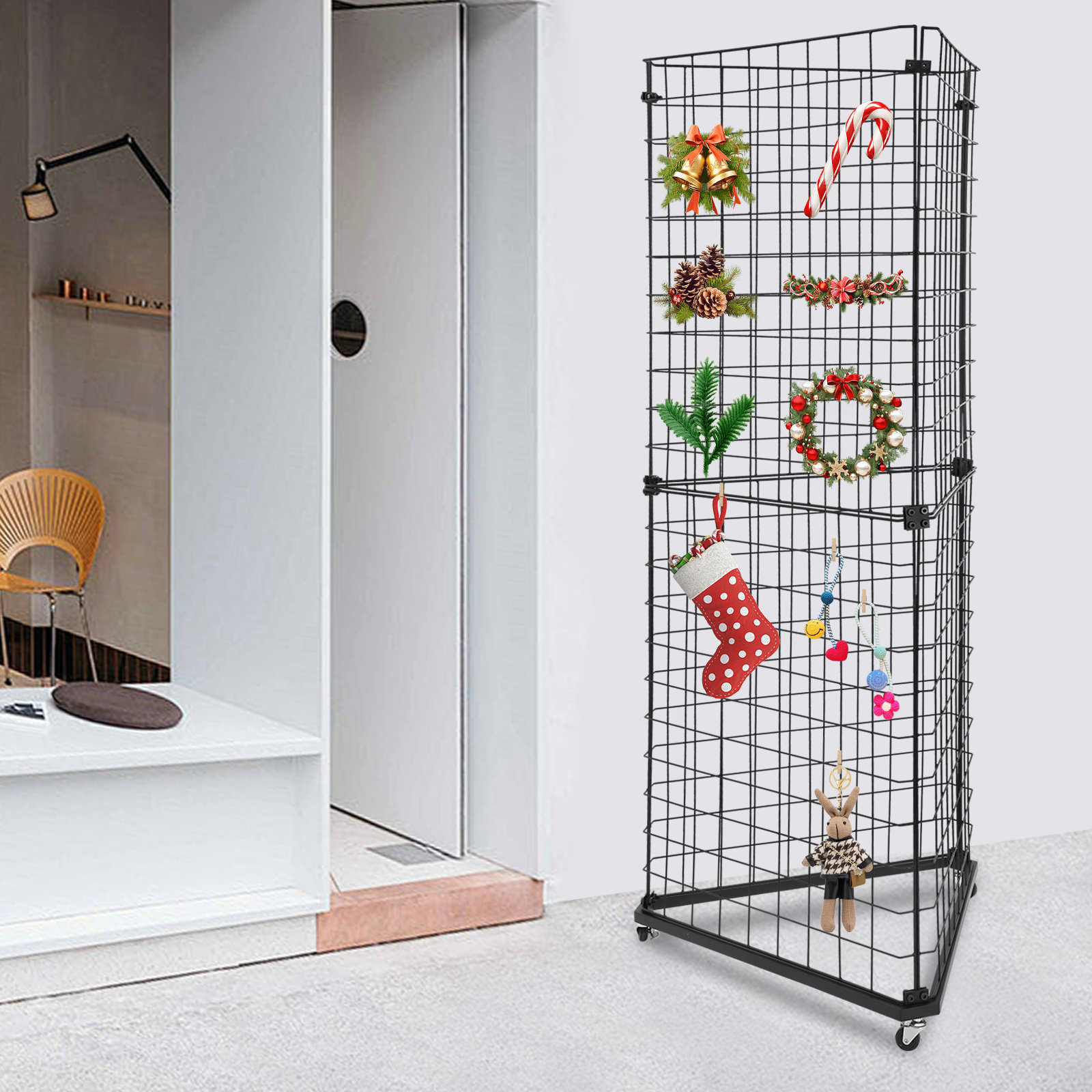 Latitude Run® 68 Inch Floor Standing Black Triangle Display Stand Wire ...