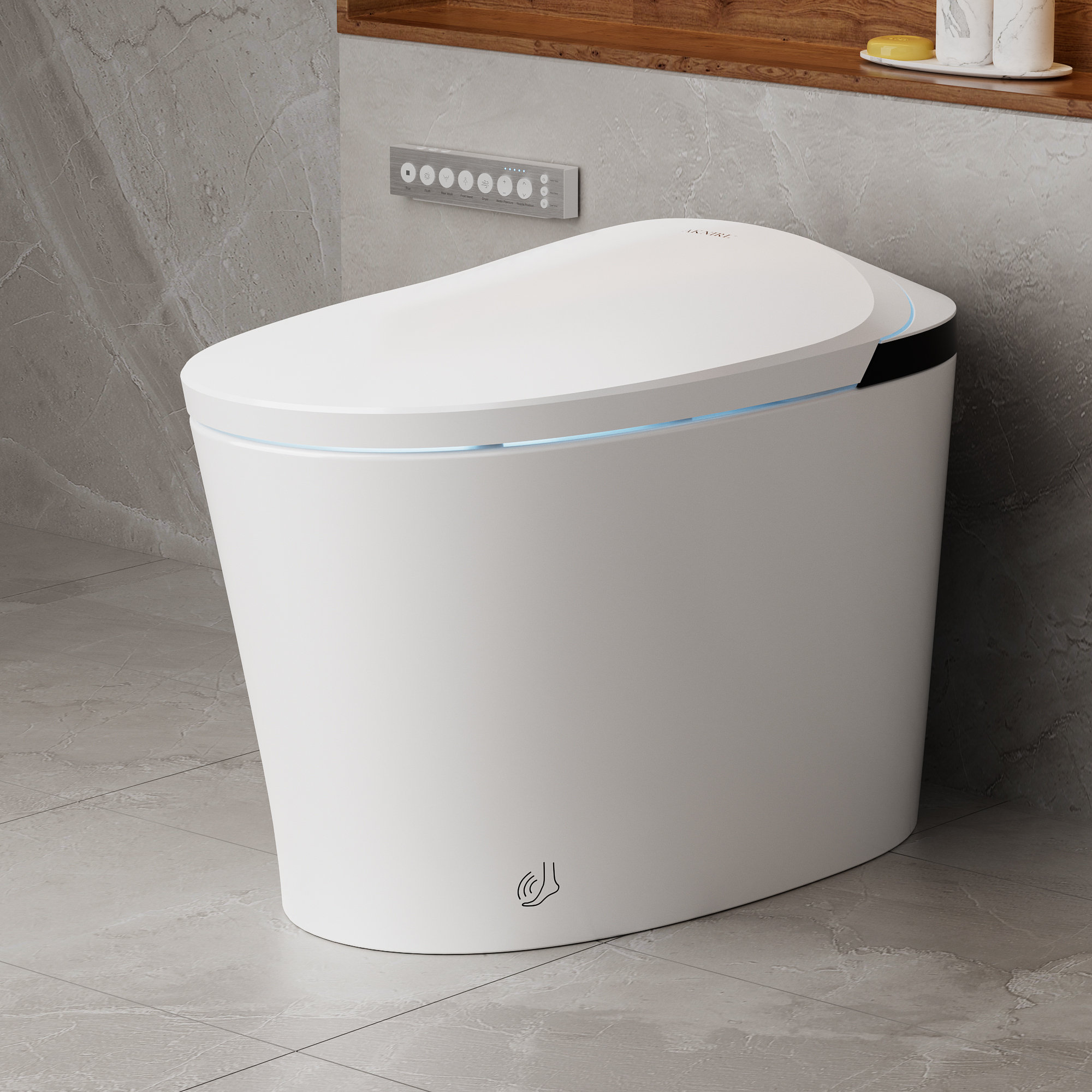 AKNIRL Smart Bidet Toilet Tankless, Auto Open/Close Lid, One-Piece ...