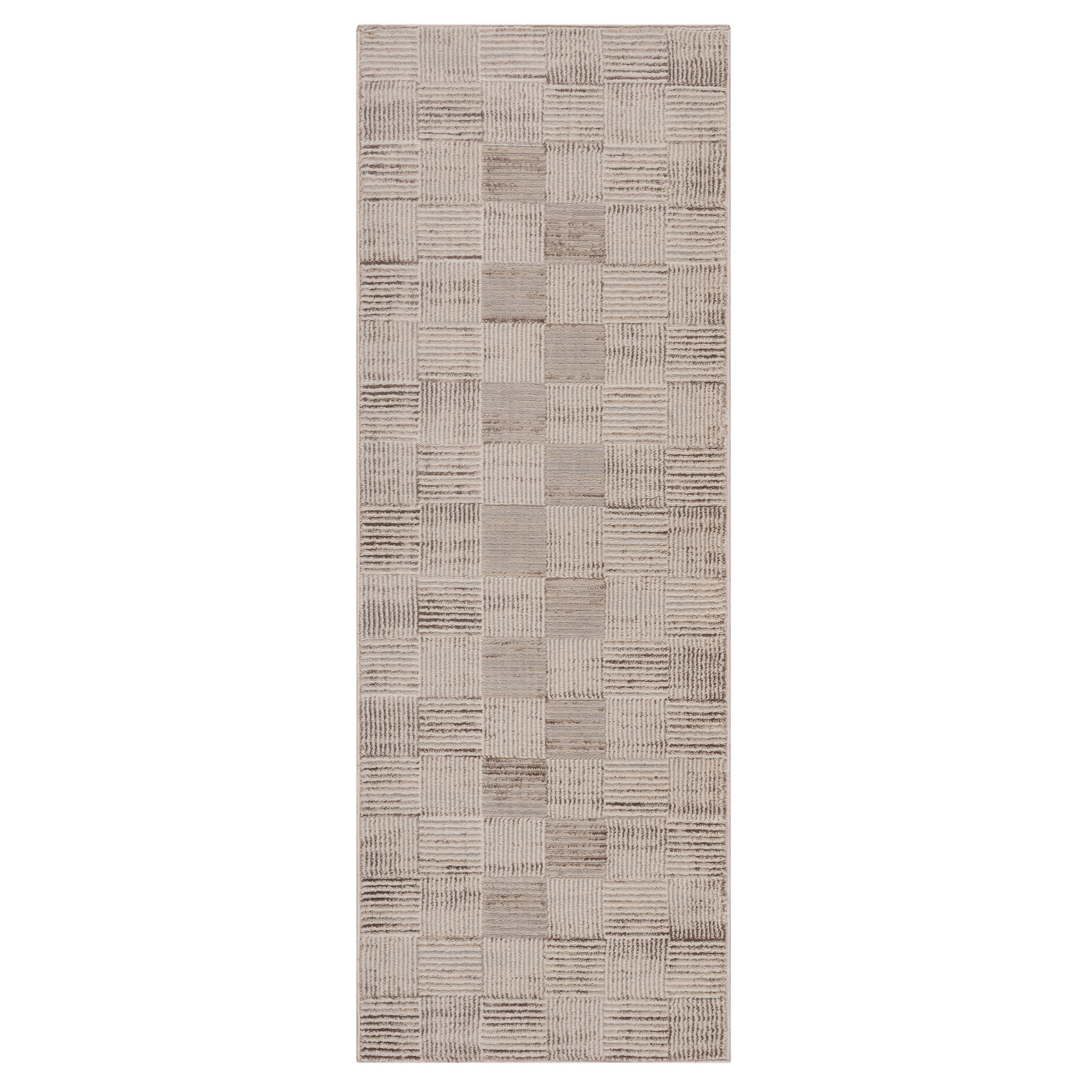 Gertmenian Flora Lyla Modern Contemporary Checkered Soft High-Low Beige ...