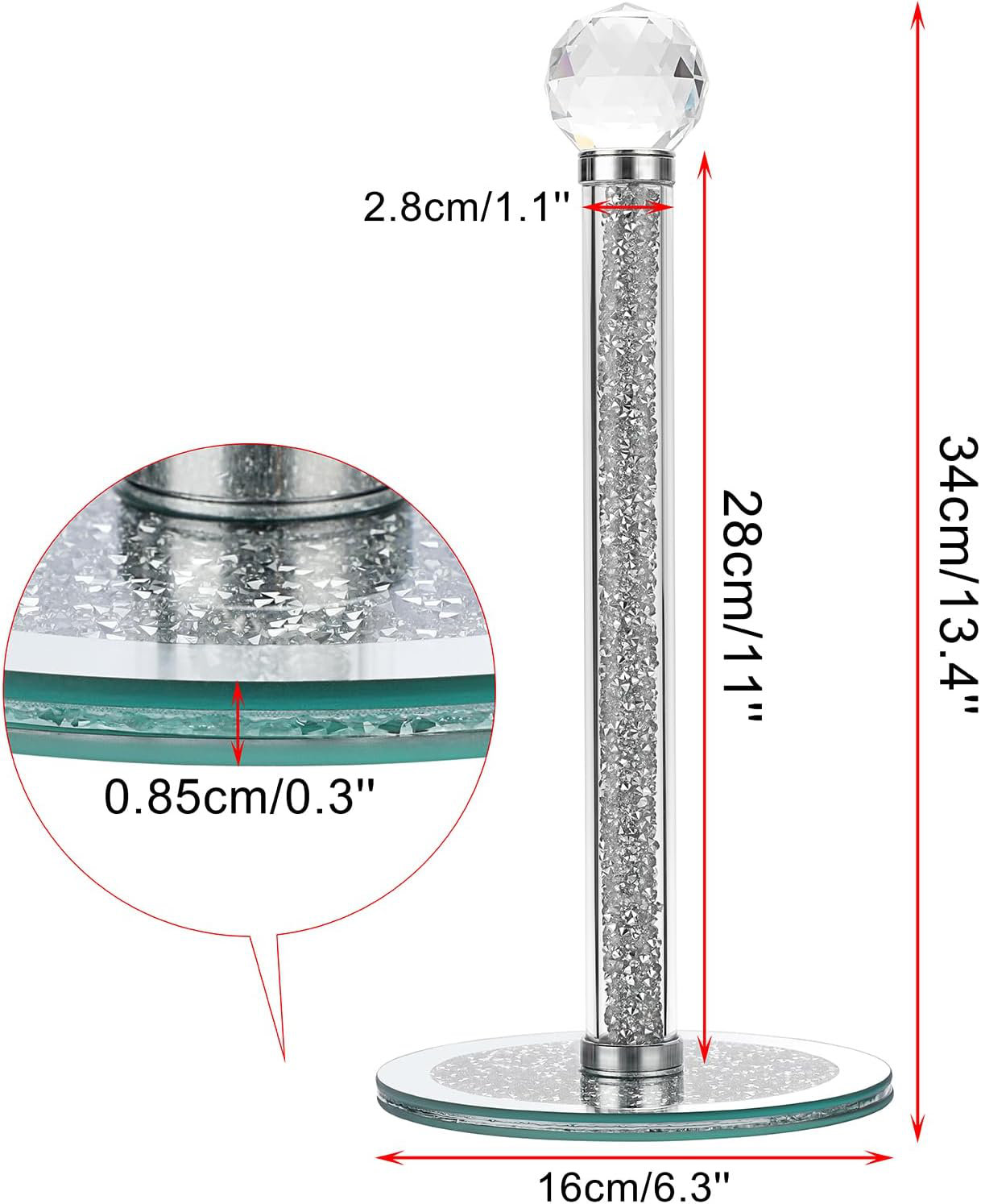 Everly Quinn Paper Towel Holder,Crystal Free Standing Paper Towel Roll ...