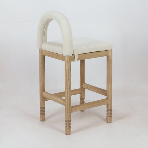 Corrigan Studio® Heidi Solid Wood & Boucle Counter Stool & Reviews ...