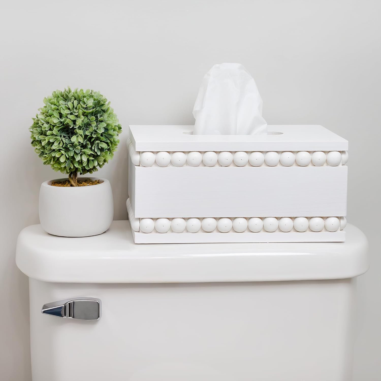 Ophelia & Co. Beaded Rectangular Tissue Box Cover (White); Rustic ...