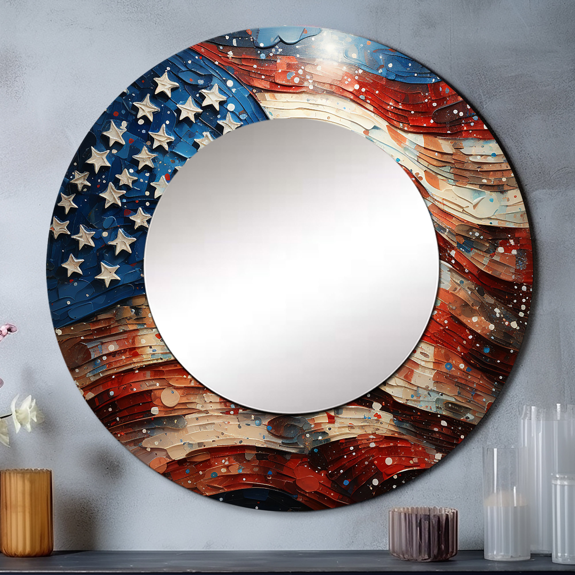 Design Art Flag American Flag IV - Flags Round Mirror For Wall Decor ...