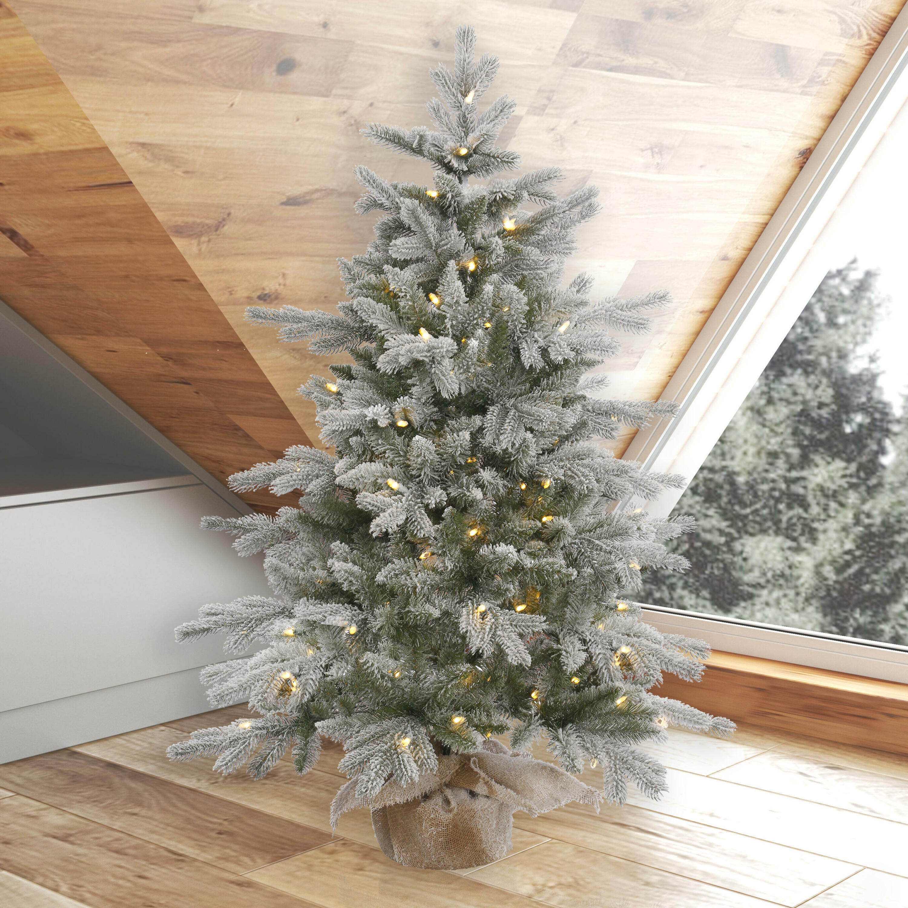 The Holiday Aisle® Frosted Sable 4' Pine Artificial Christmas Tree with ...