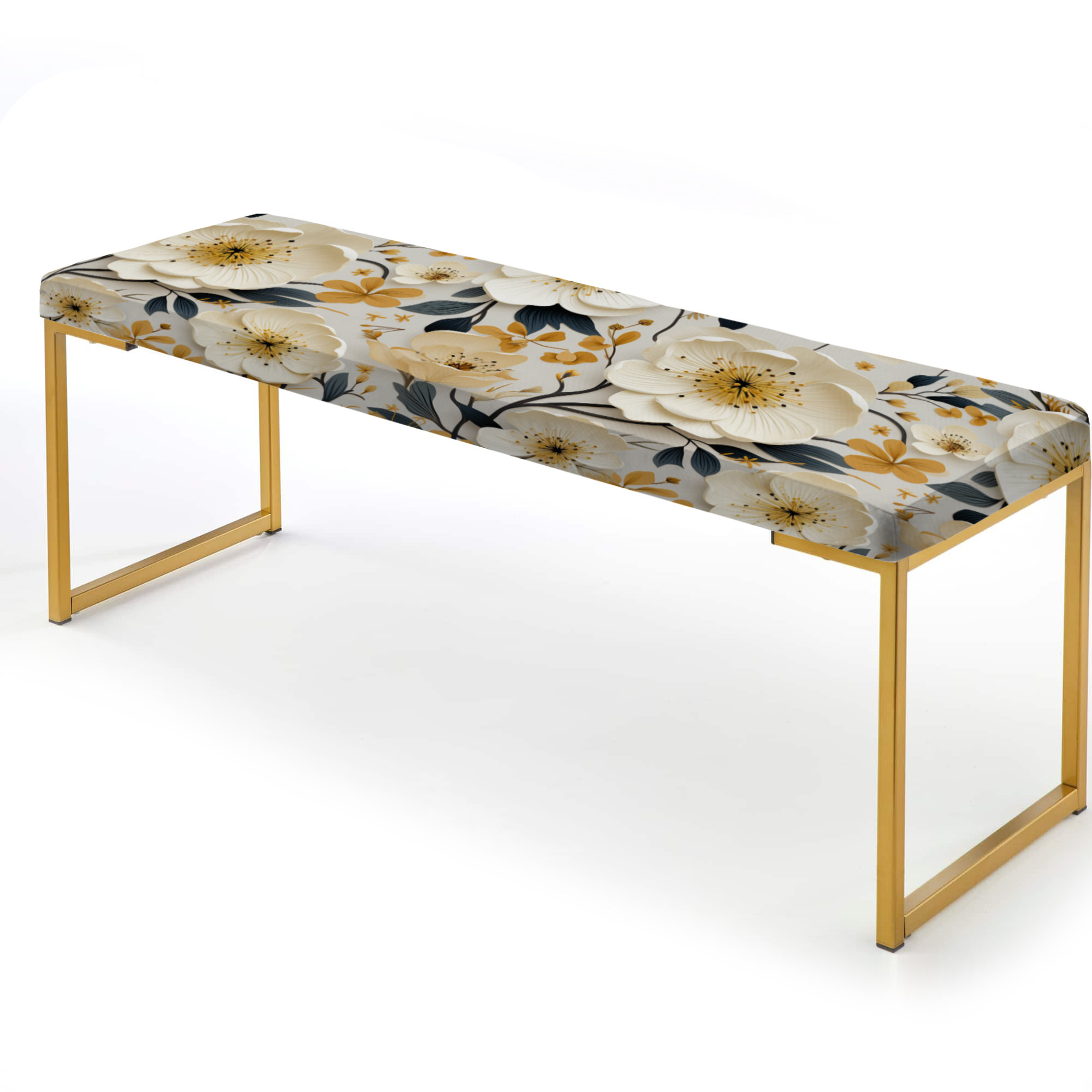 Design Art Ivory Poppies Playful Blossoms - Floral Upholstered Gold ...