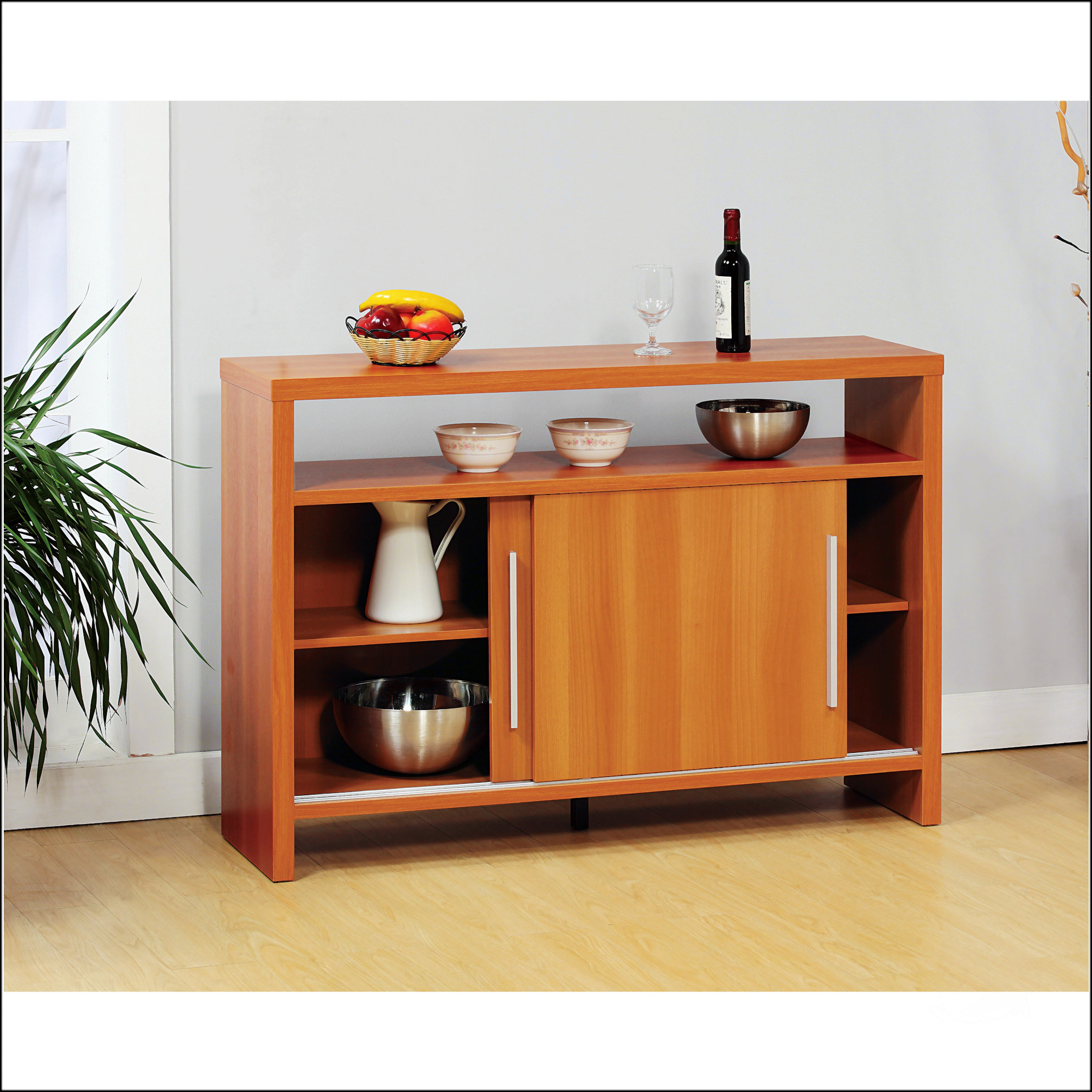 Latitude Run® Sideboard Buffet Entry Cabinet Sliding Doors Metal Bar ...