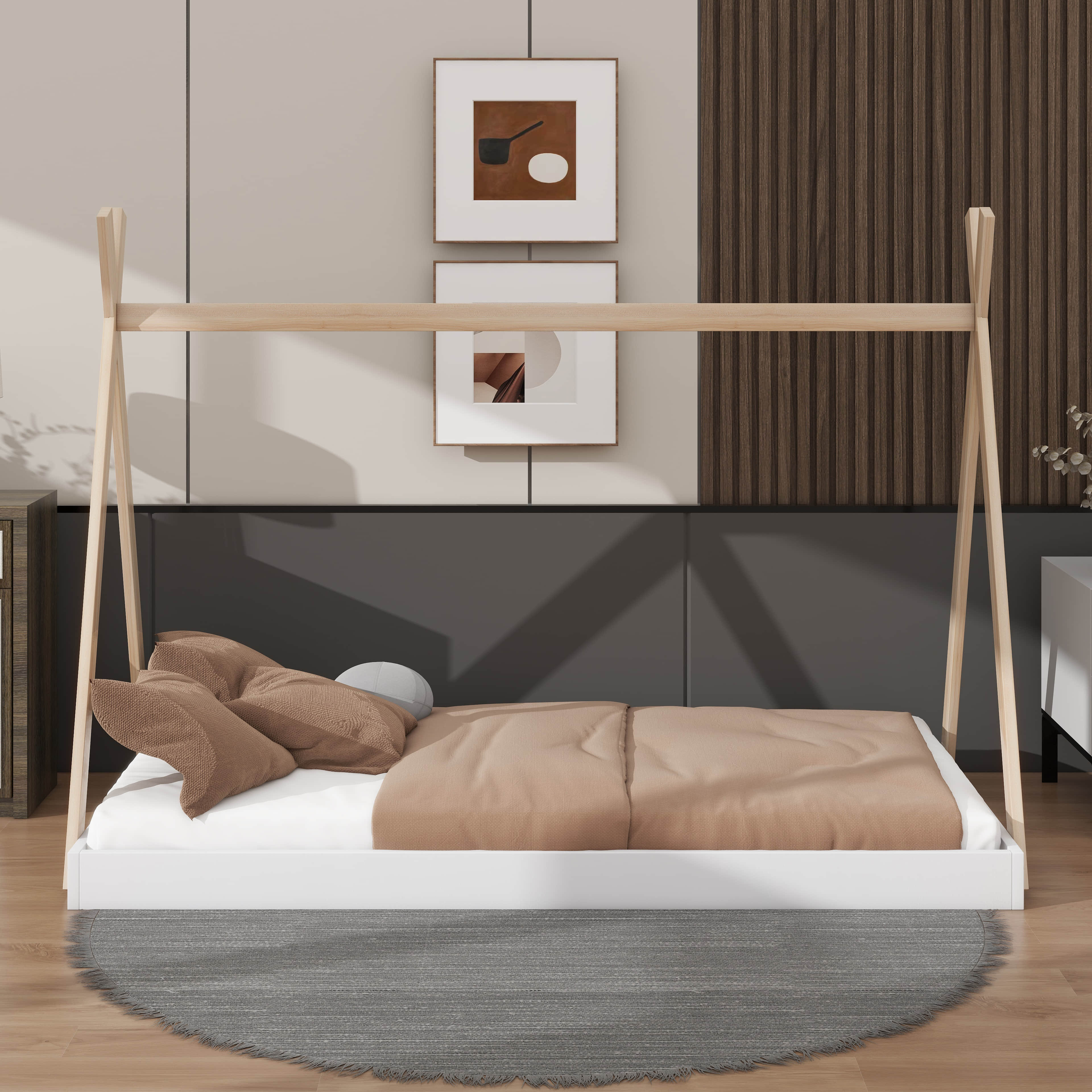 Redwood Rover Twin-Sized Tent-Style Floor Bed With Triangular ...