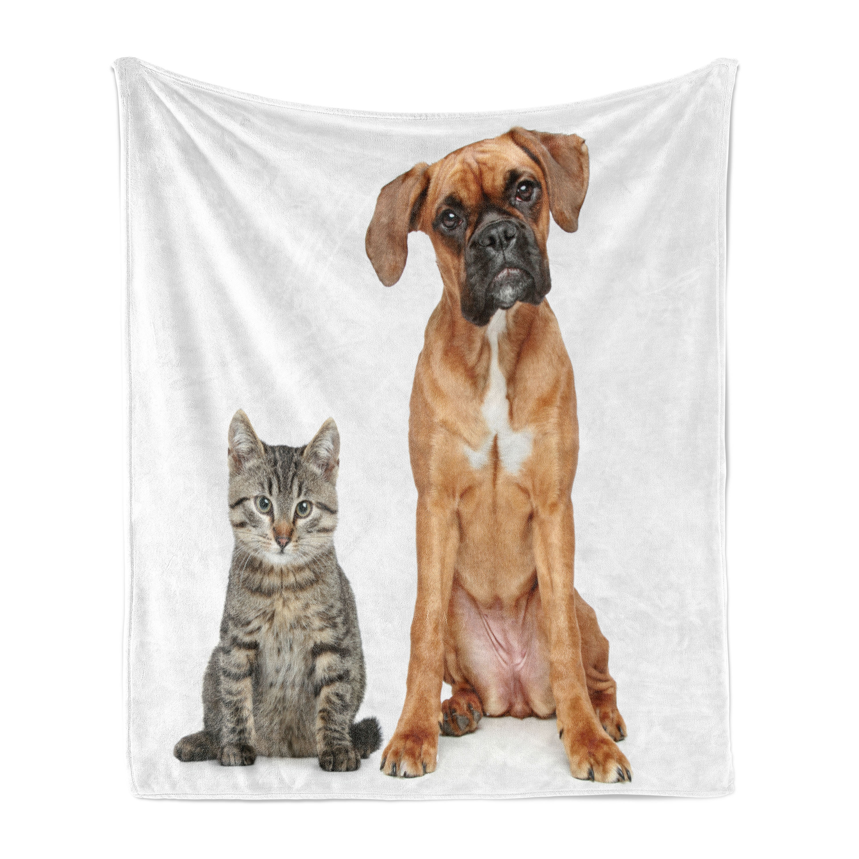 Ambesonne Boxer Dog Fleece Throw Blanket Cat Dog Animal Friends ...