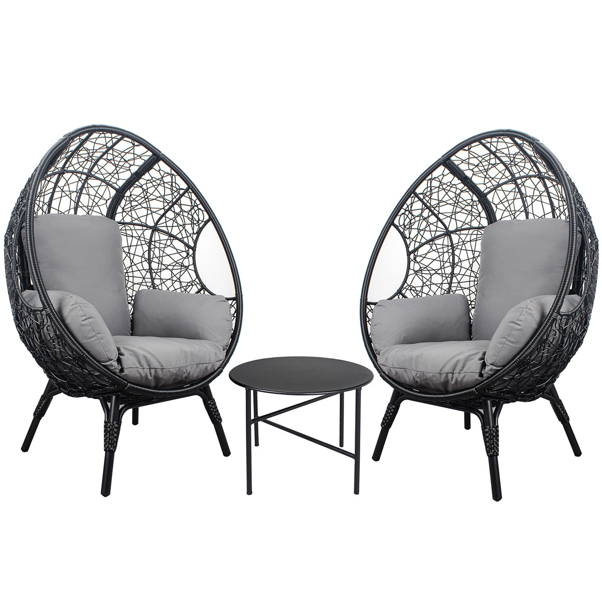 Dakota Fields 3 Pieces Patio Egg Chairs (Model 3) With Side Table Set ...