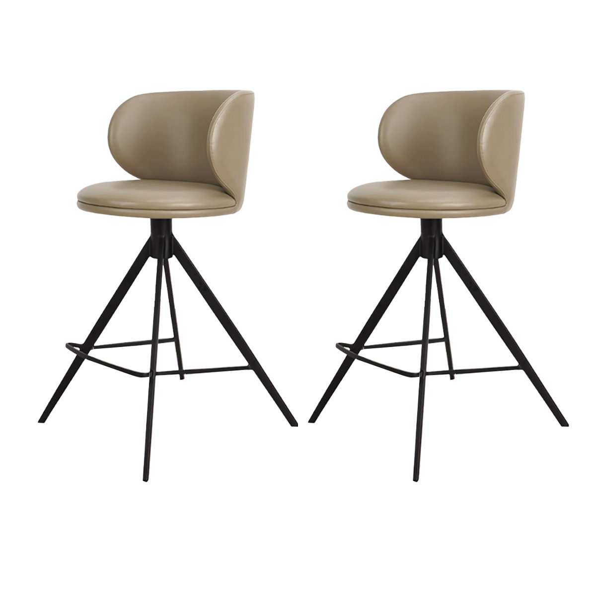 Corrigan Studio® Modern And Simple Leather-Upholstered Bar Stools With ...