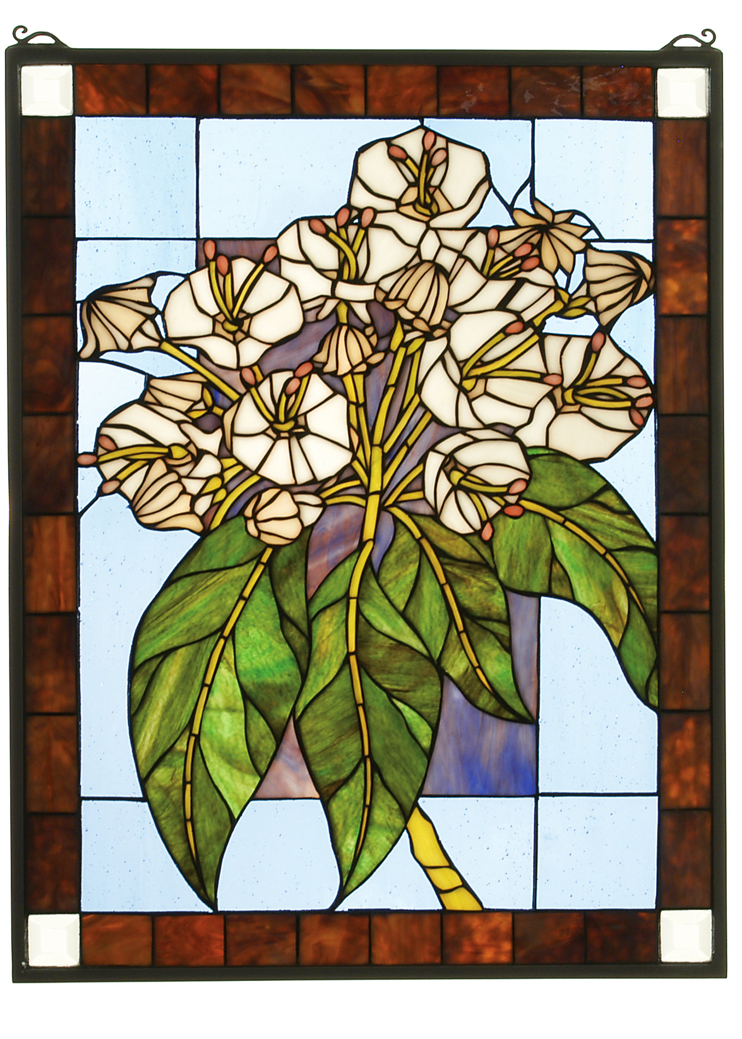 Meyda Lighting Revival Mountain Laurel Stained Glass Window Panel ...