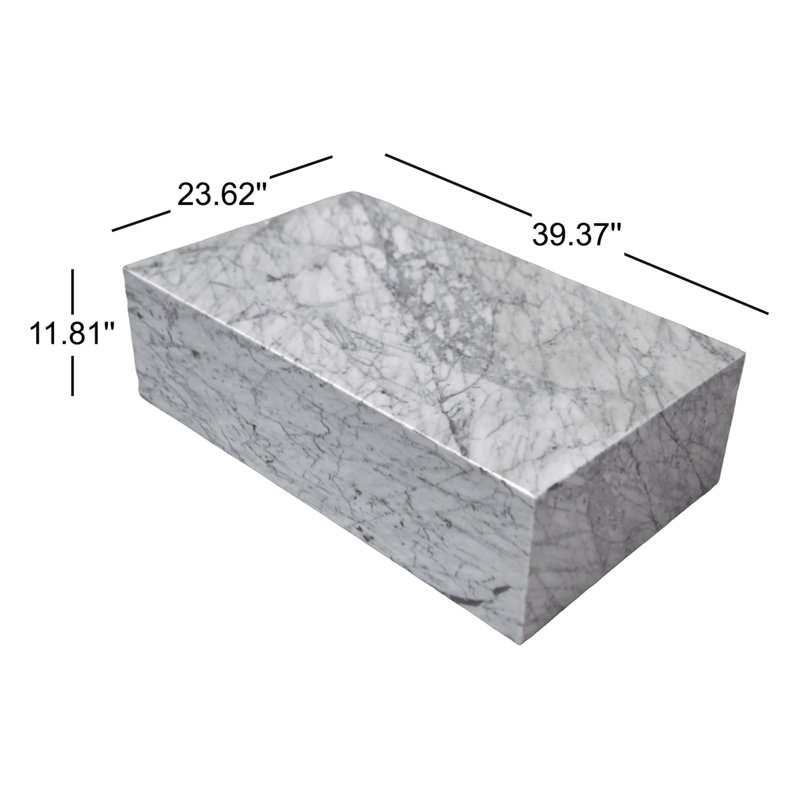 BETACH Genuine Marble Block Coffee Table - Carrara Marble & Reviews ...