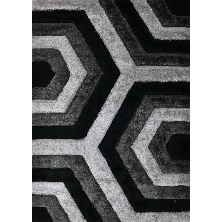 Latitude Run® NYC Shag Performance Black Grey Area Rug | Wayfair