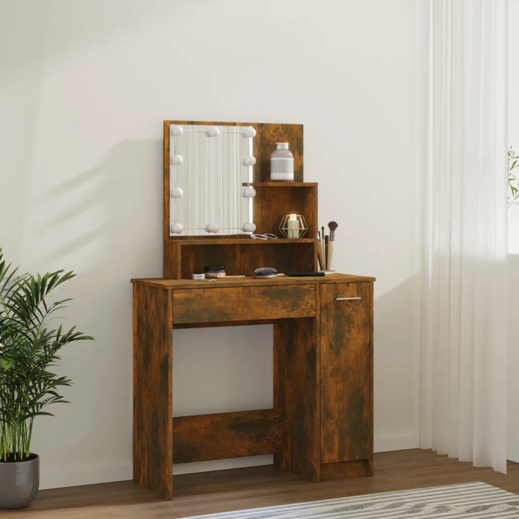 vidaXL Dressing Table Glossy Engineered wood, Acrylic Dressing Table ...