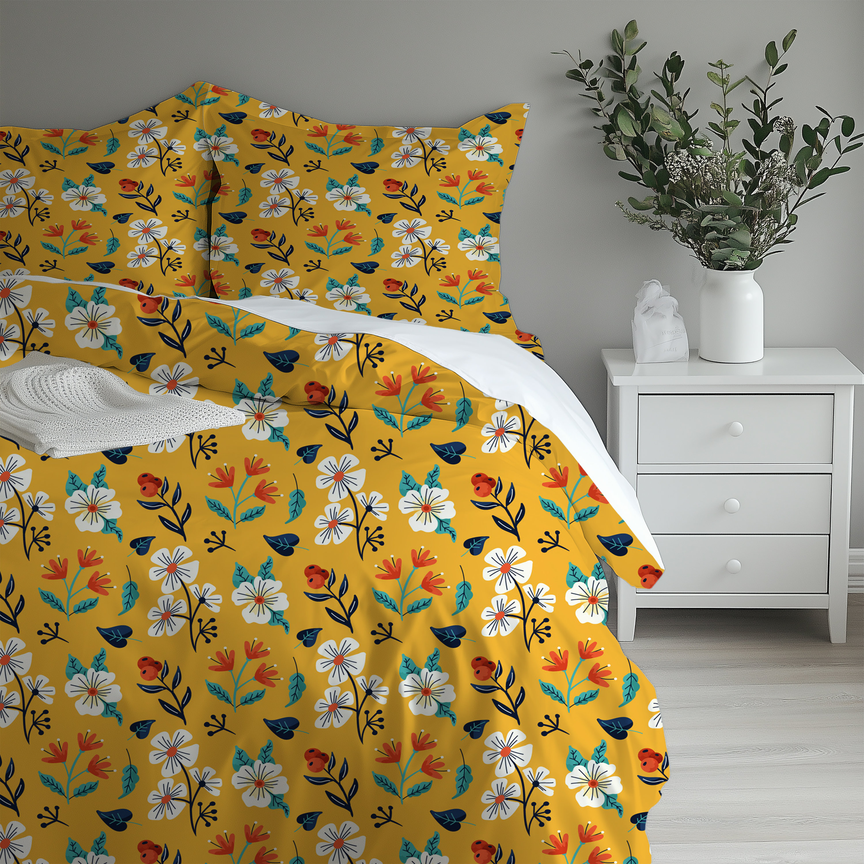 Folk N Funky Fickleberry Yellow Floral Comforter Set | Wayfair