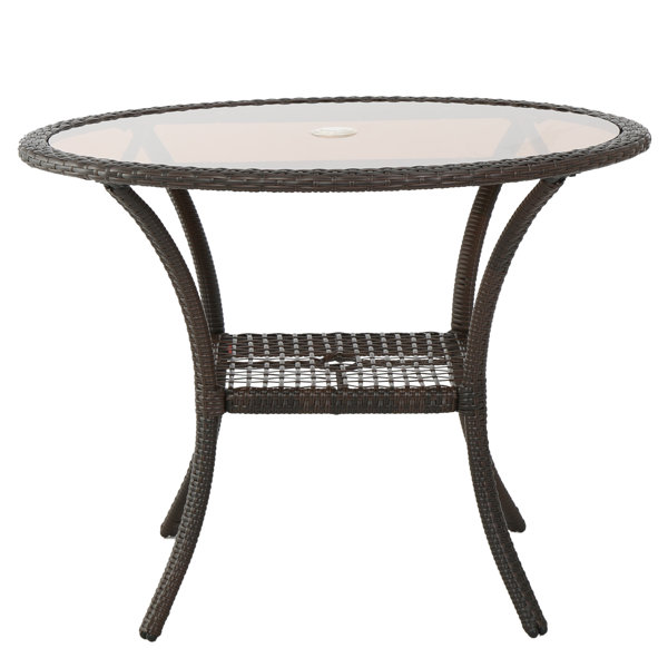Red Barrel Studio® Libny Round Glass Outdoor Dining Table & Reviews ...