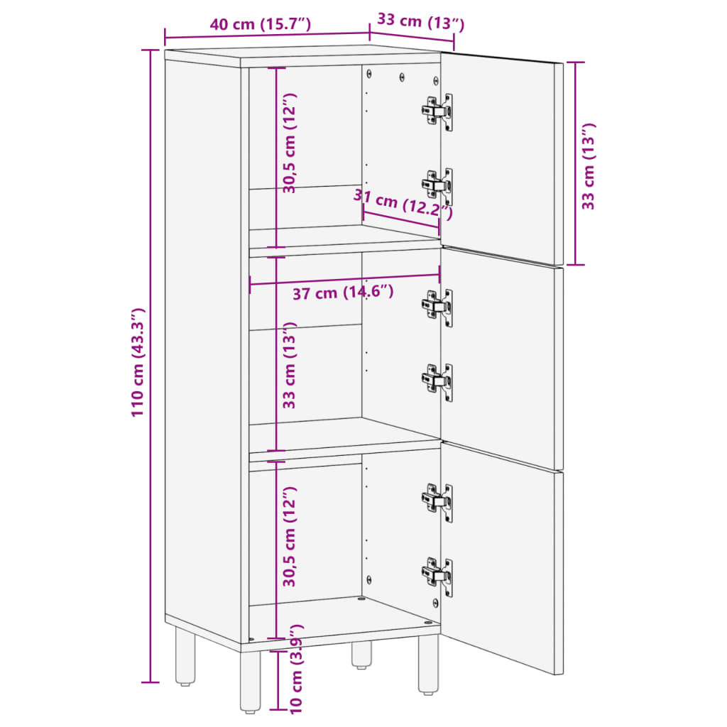Fairmont Park Highboard Black 40X33x110 Cm Engineered Wood | Wayfair.co.uk