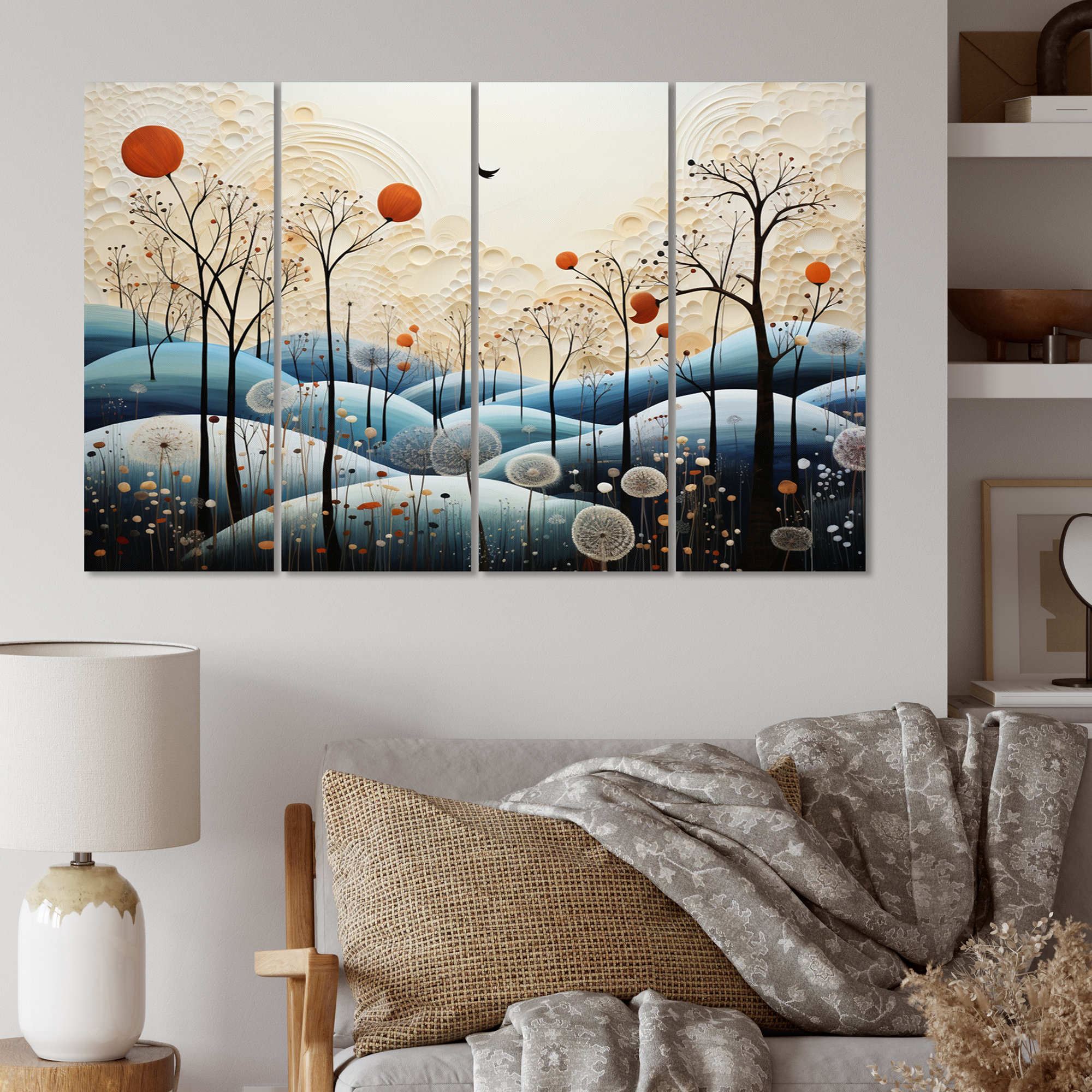 Design Art Blue White Modern Scandinavian Winter Pointillism IV ...