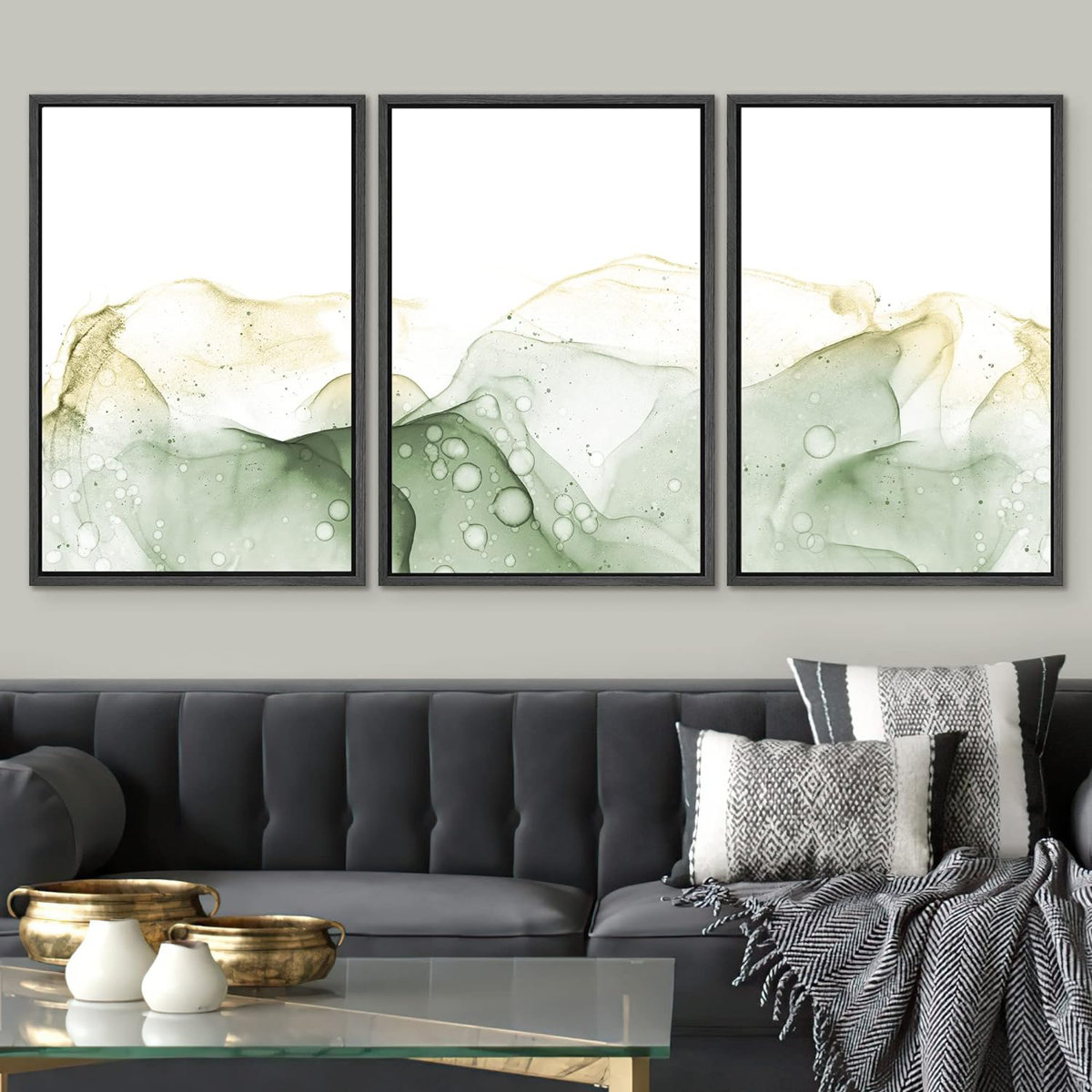 IDEA4WALL Smoke Effect Dark And Light Green Watercolor Smoke Collage 3 ...