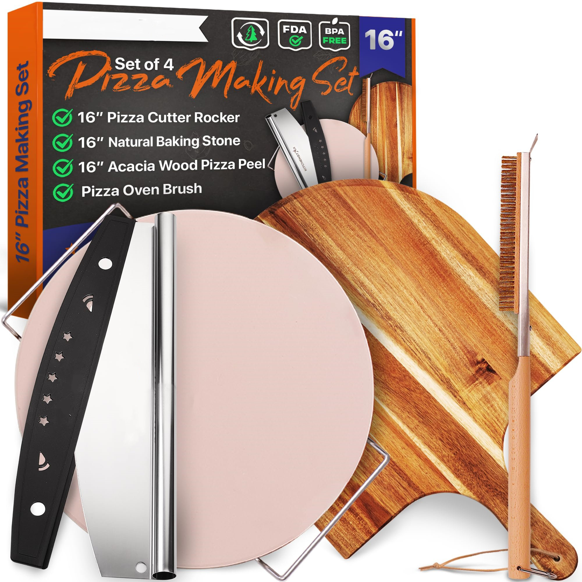 LIFETIME FLOORING LLC 16" Pizza Making Kit (Set Of 4 Tools) - Pizza ...