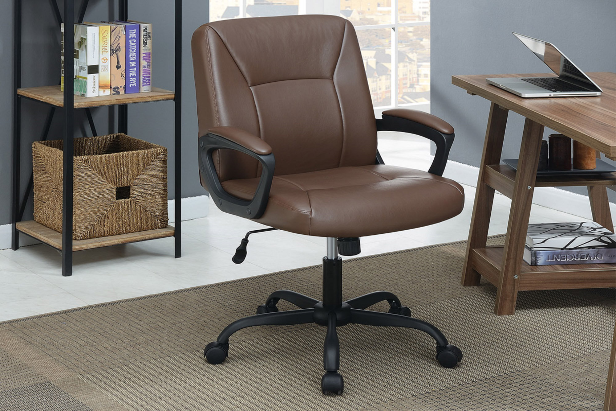 Ebern Designs Relax Cushioned Office Chair 1Pc Brown Color Upholstered ...