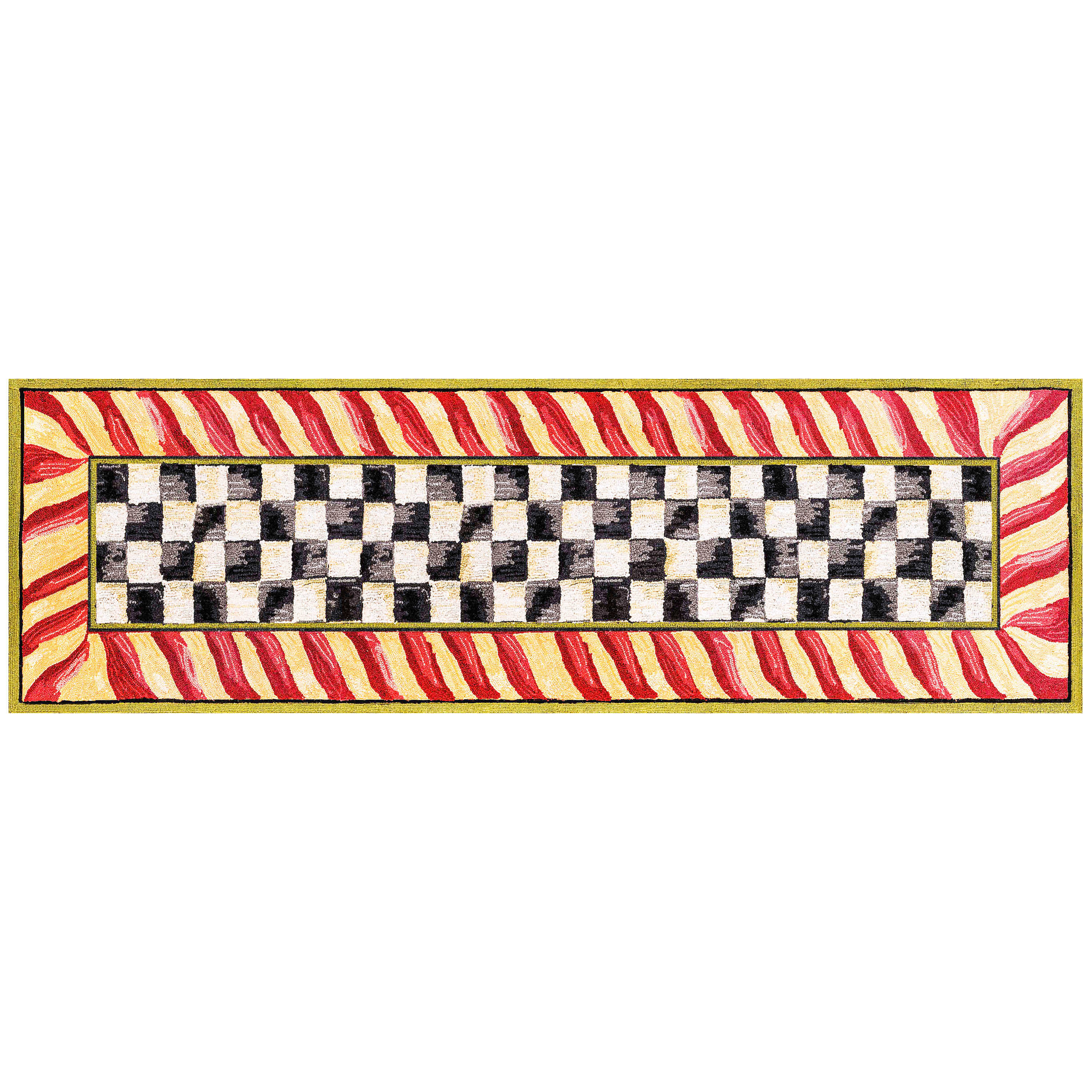 MacKenzie Childs Courtly Check® Red/Gold Washable Rug | Wayfair
