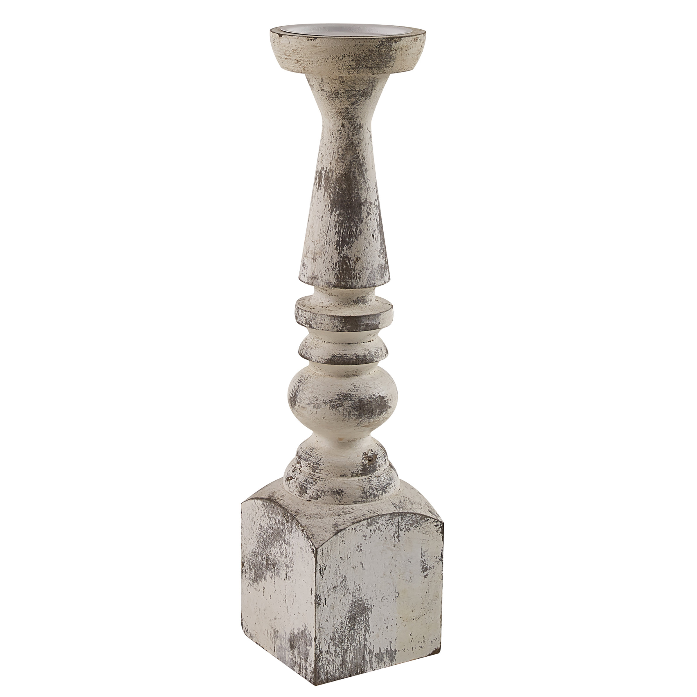 Ophelia & Co. Brighton Wood Candlestick 18" - White | Wayfair