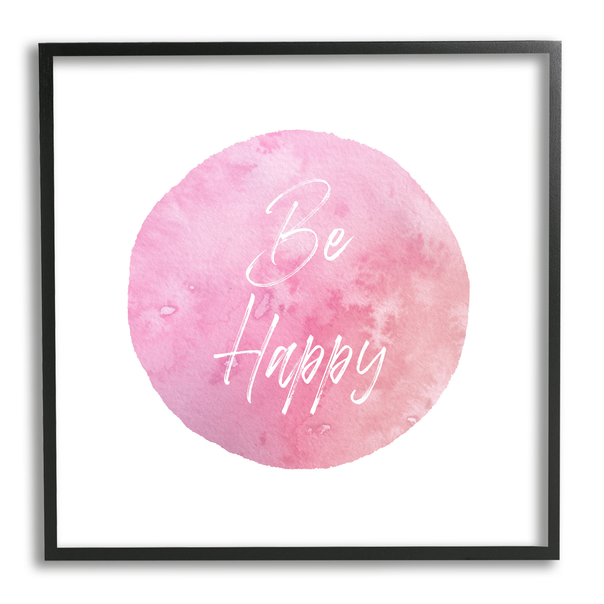 Stupell Industries Be Happy Pink Circle On Canvas by Christine Zalewski ...