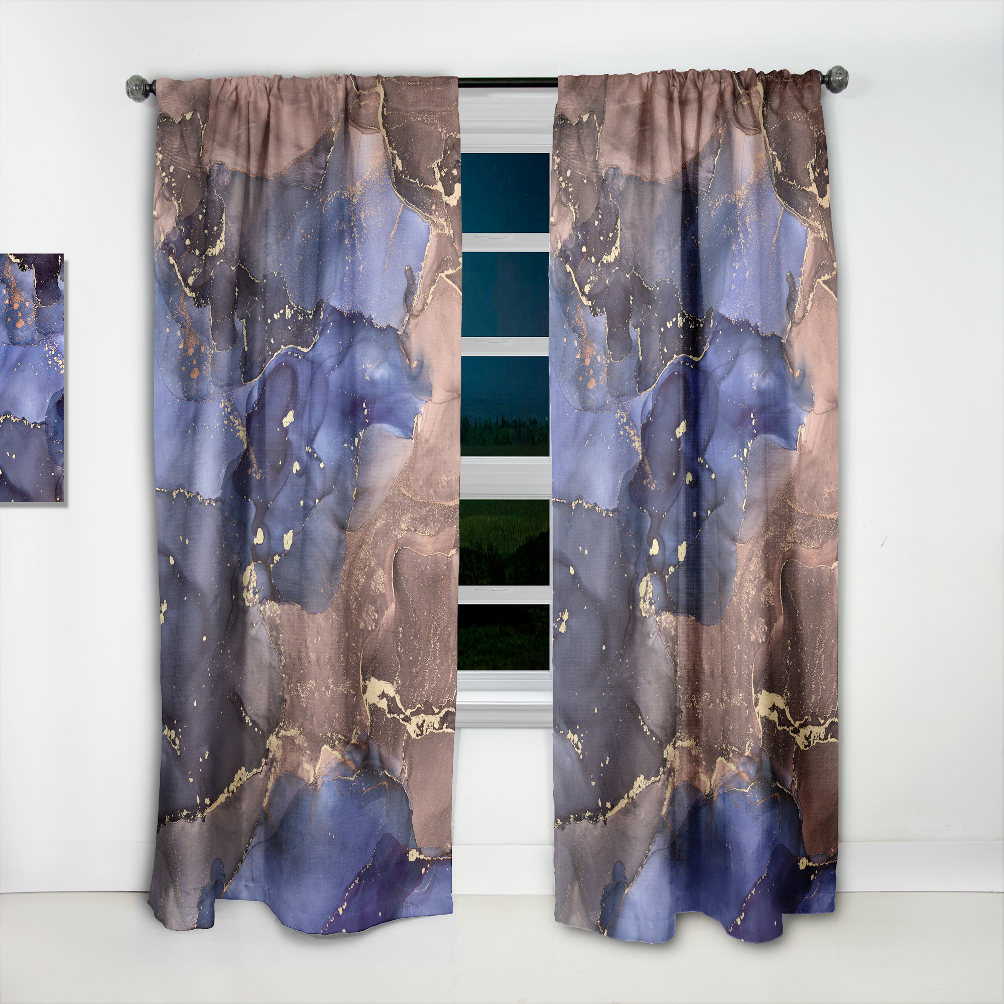 Design Art Blue Luxury Abstract Fluid Art XIV - Abstract Curtain ...