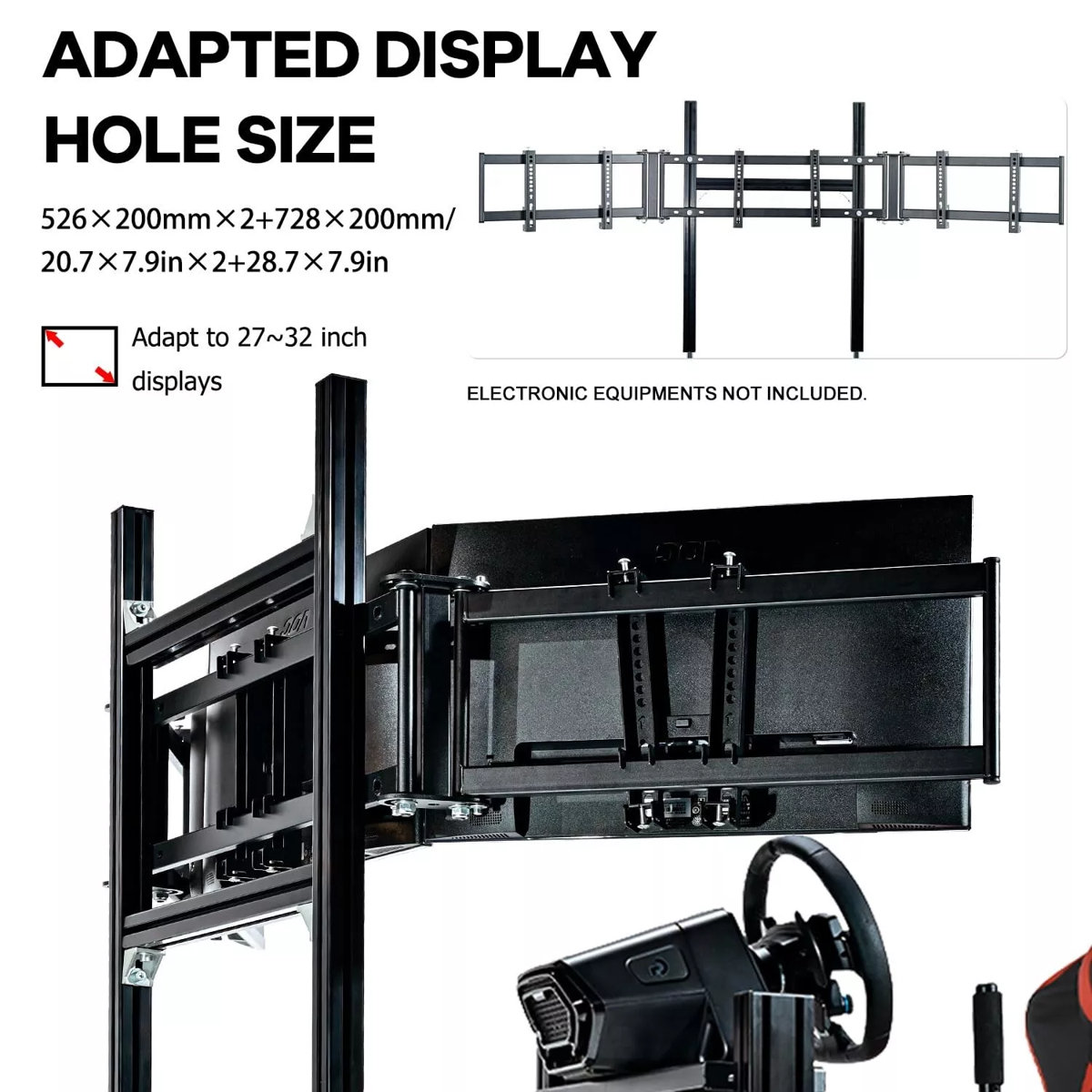 Anman F1 Racing Simulator Cockpit With Seat & Triple Monitor Stand Fit ...