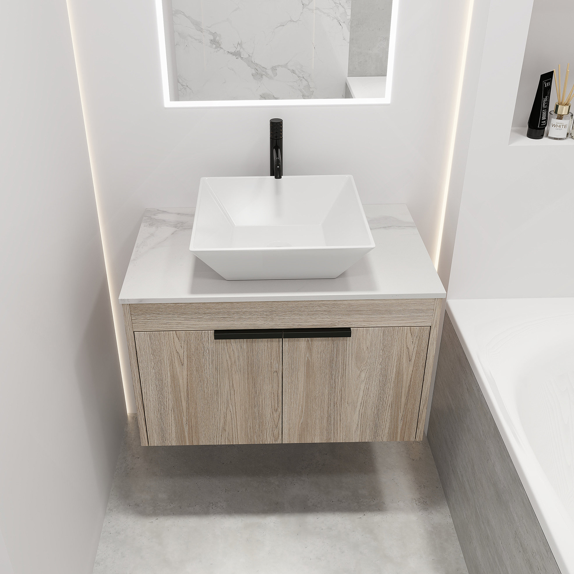 Ebern Designs 30 " Modern Design Float Bathroom Vanity With Ceramic ...
