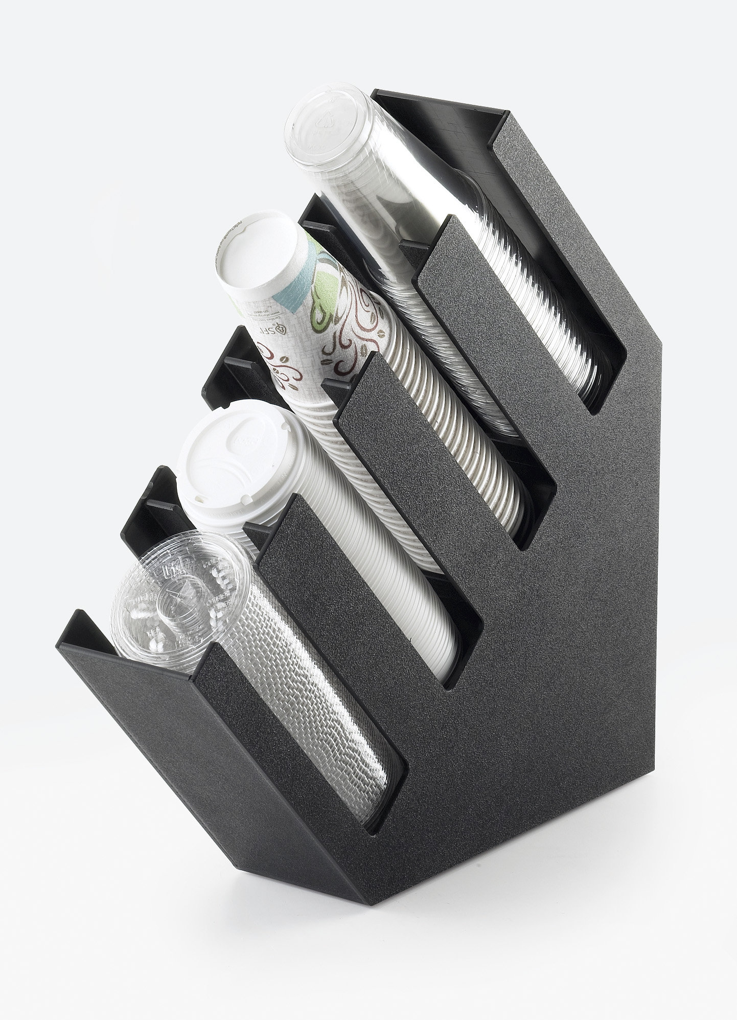 Cal-Mil Black 4-Section Slanted Countertop Cup and Lid Organizer | Perigold