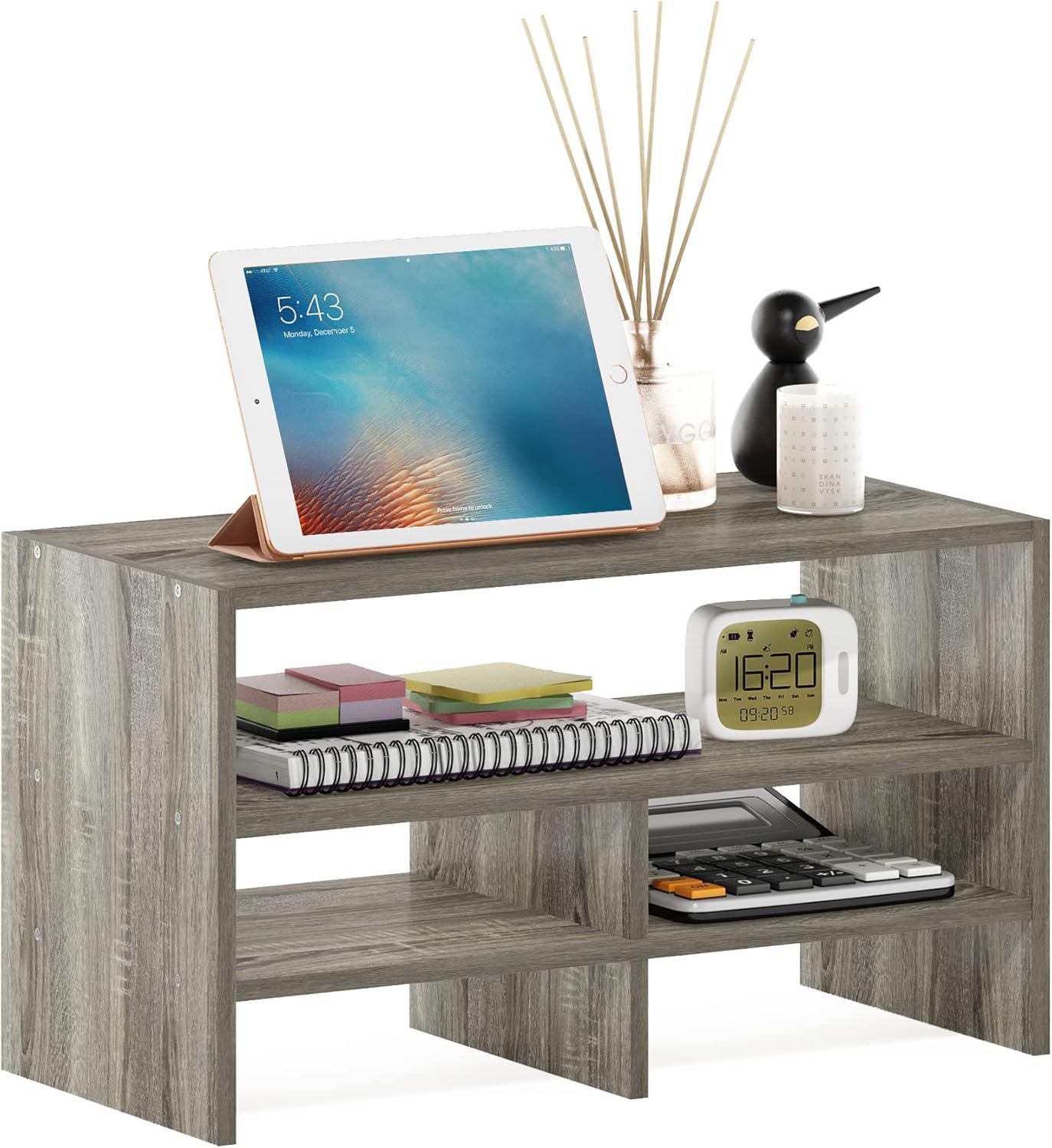 Gracie Oaks Kimberlyn Desk Top Organizing Shelf Bookcase, French Oak ...