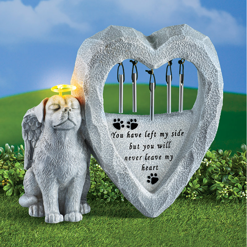Trinx Solar Powered Pet Memorial Heart-Shaped Windchime | Wayfair