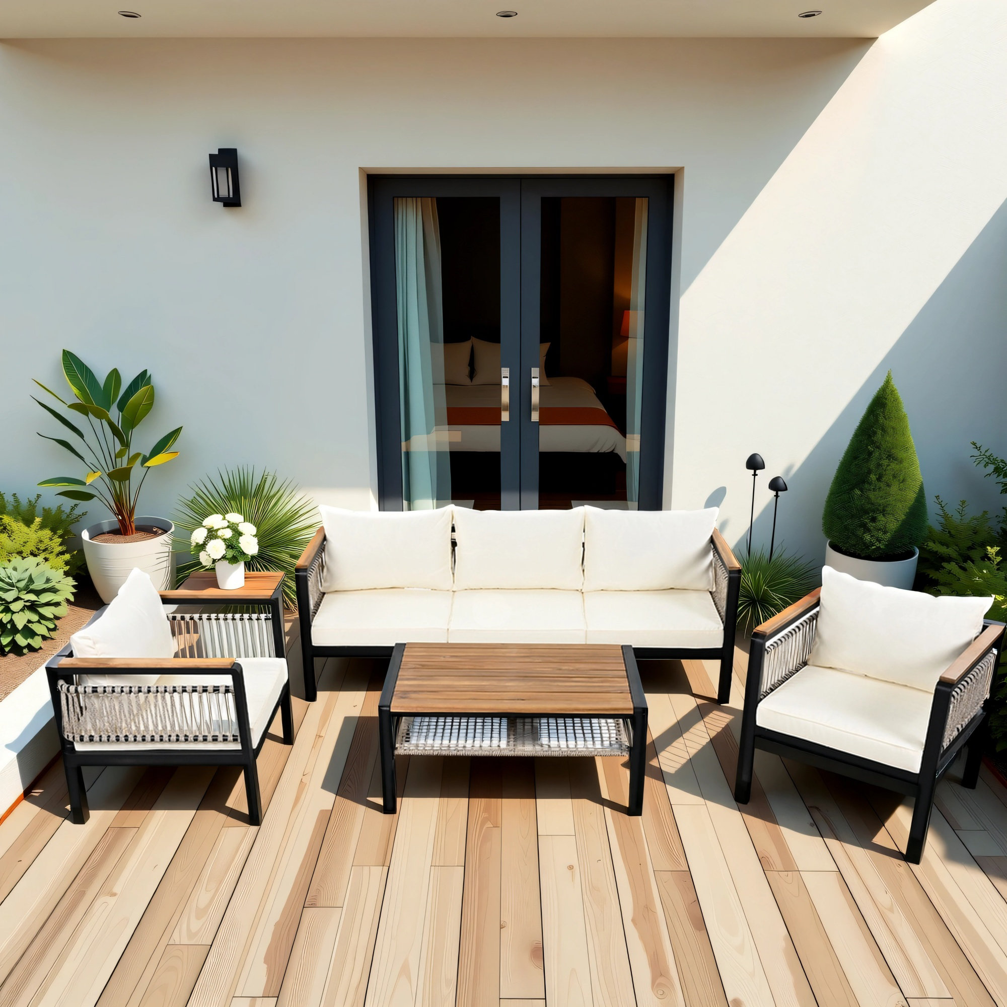 Latitude Run® 5-Person Patio Seating Set Outdoor Parlor Set With ...